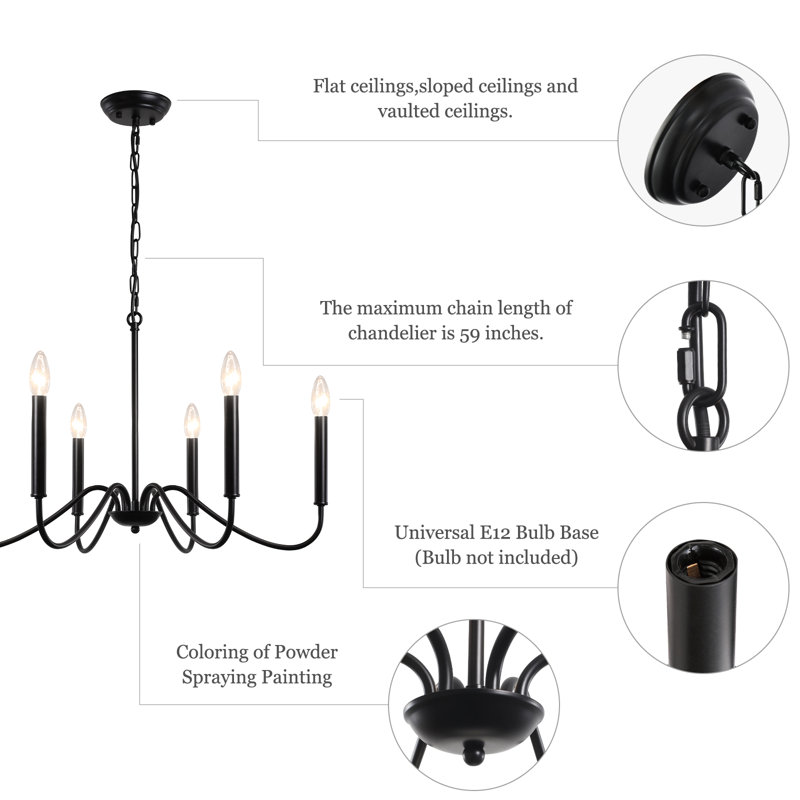 Mercer41 Jeneanne 6 - Light Dimmable Classic / Traditional Chandelier ...