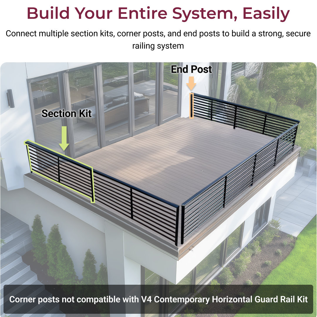 CR Home Horizontal Metal Deck Railing, 4ft Wide Residential Handrail ...