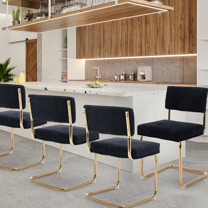 Everly Quinn Meikel Artificial Fur Upholstered Dining Chair | Wayfair