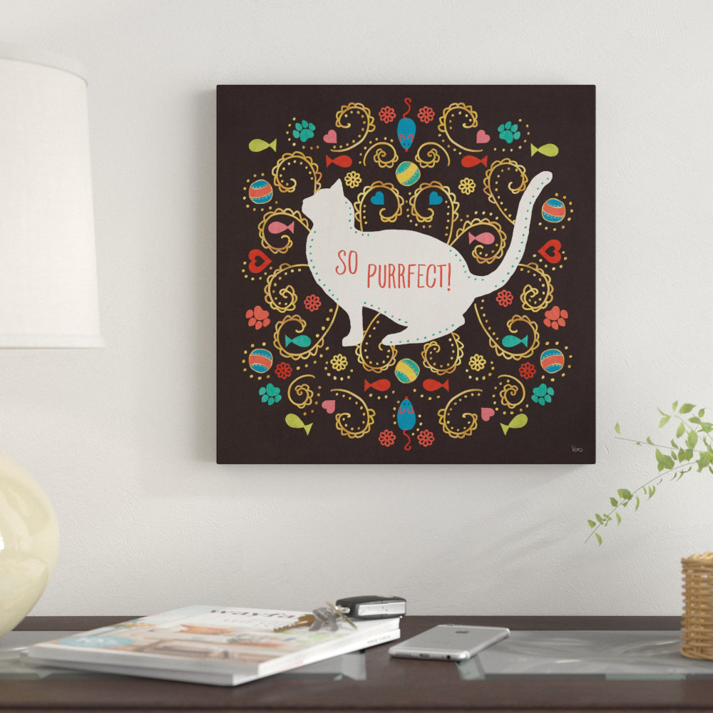 Winston Porter 'Otomi Cats III Dark' Graphic Art Print on Wrapped ...