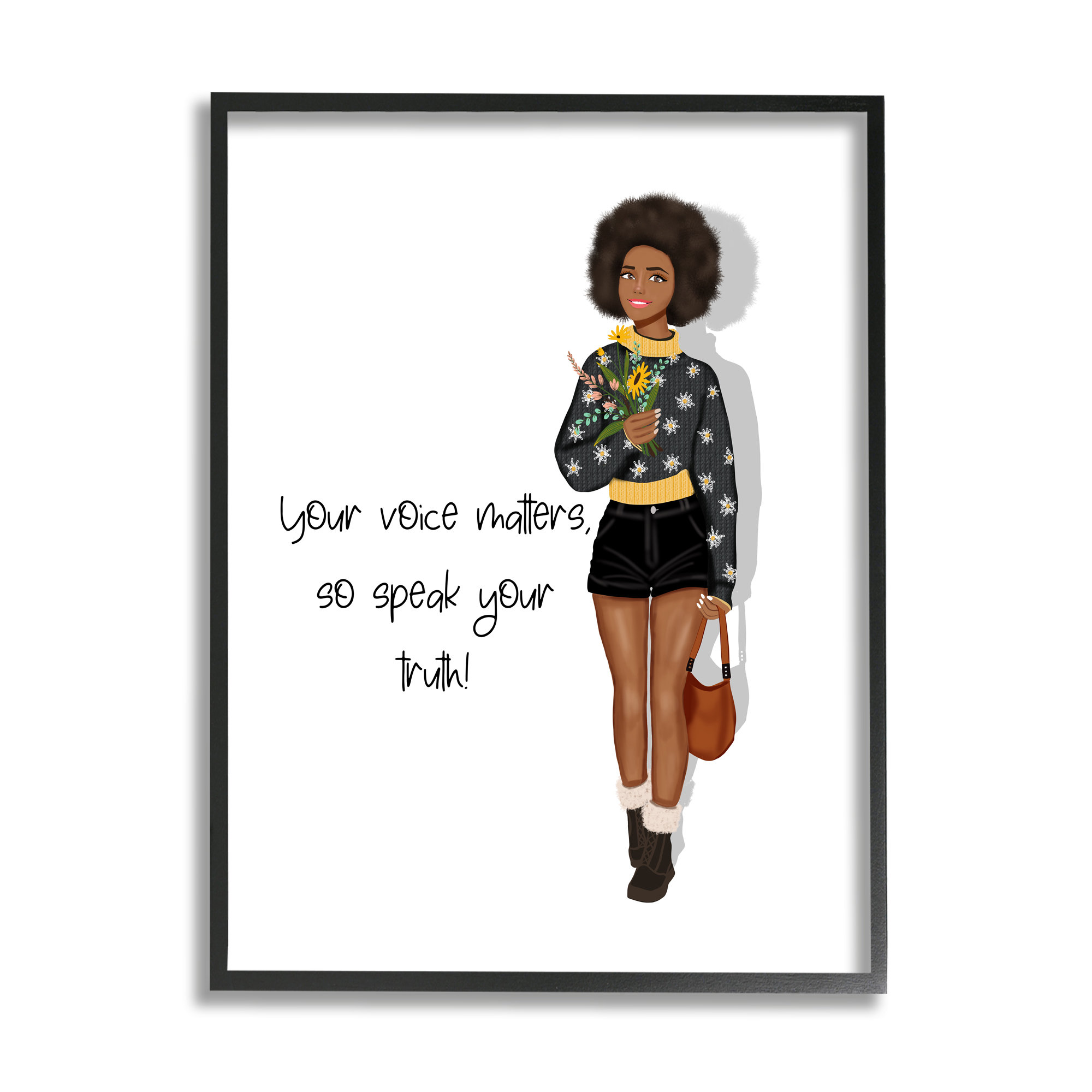 Stupell Industries Speak Your Truth Phrase Framed Giclee Art by Saba ...