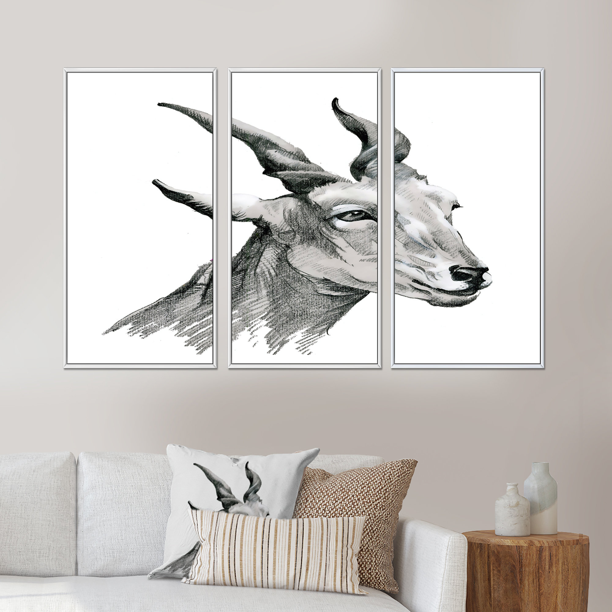 Millwood Pines " Monochrome Graphite Portrait Of A Goat " 3 - Pieces ...