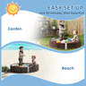 Qaba Kids Sandbox with Cover, Round Sand Pit with 3 Seats, Waterproof ...
