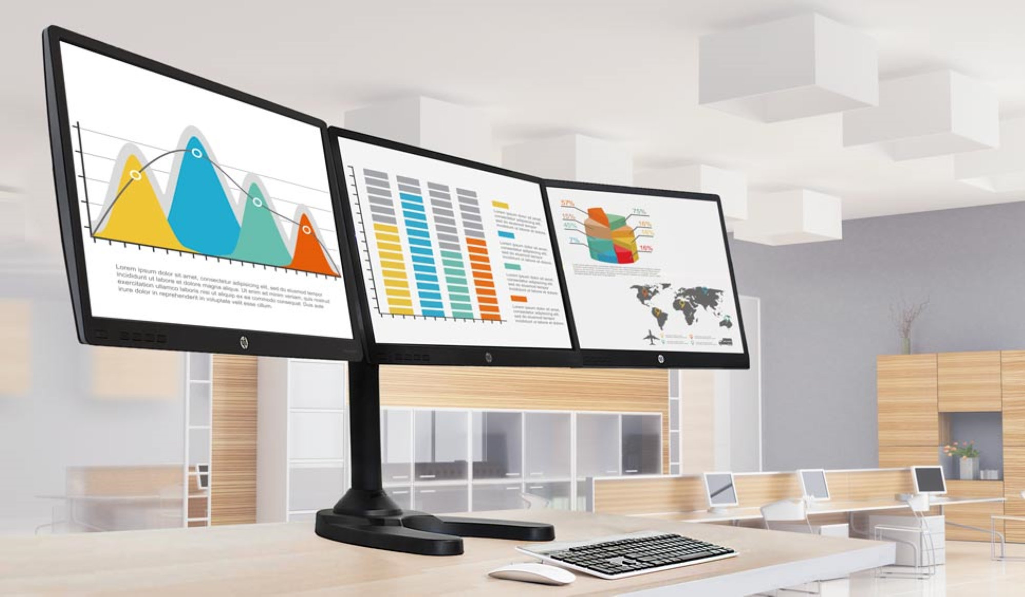 Mount-It Triple Monitor Stand | Free Standing and Grommet Bases | Fits ...