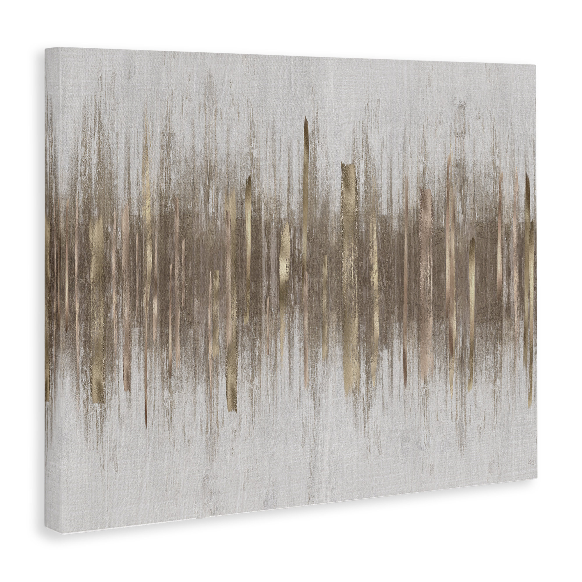 Red Barrel Studio® Linear Streaks Neutral Tones Canvas Wall Art, design ...
