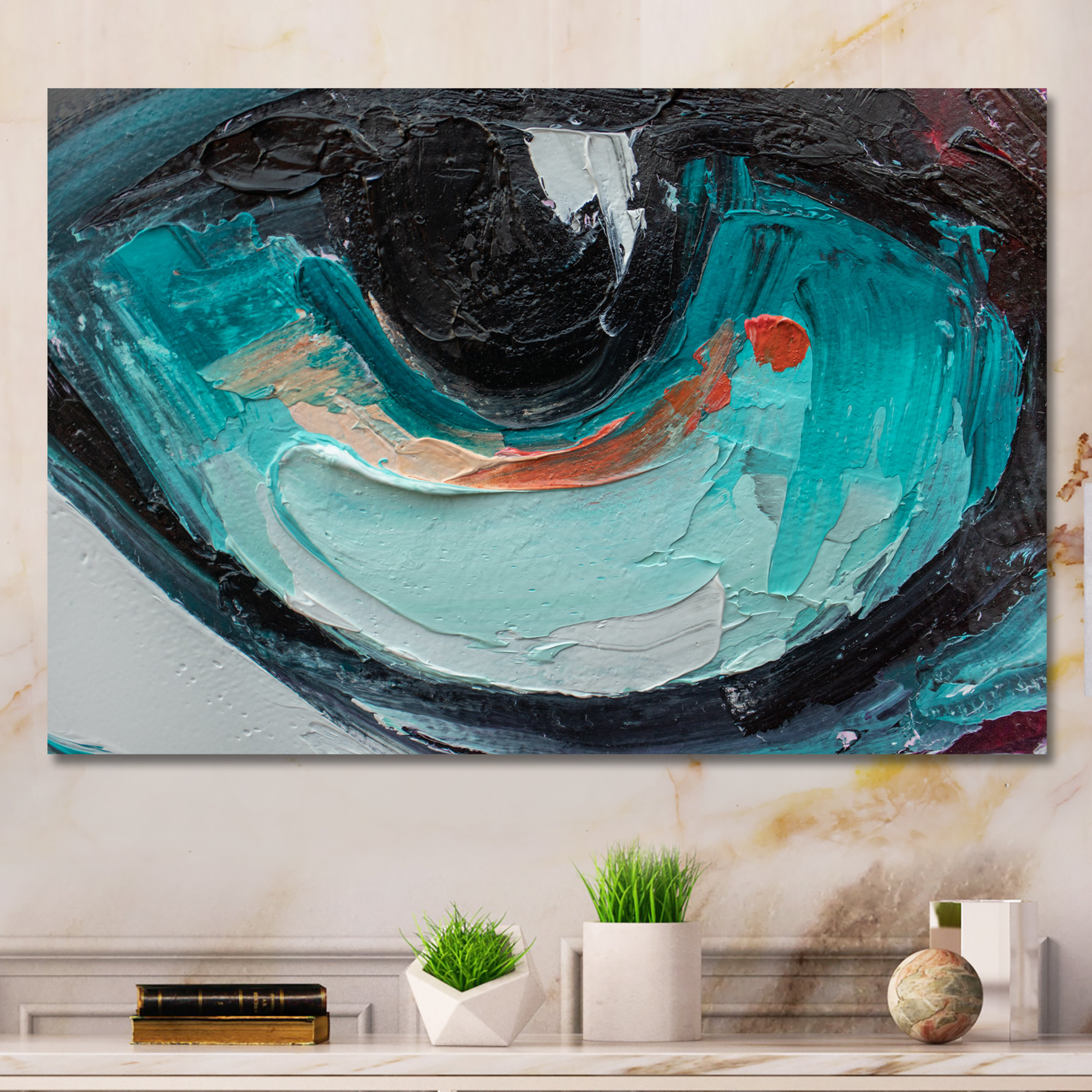 Wrought Studio™ Turquoise Tiger Eye Stroke Art - Picture Frame Print on ...