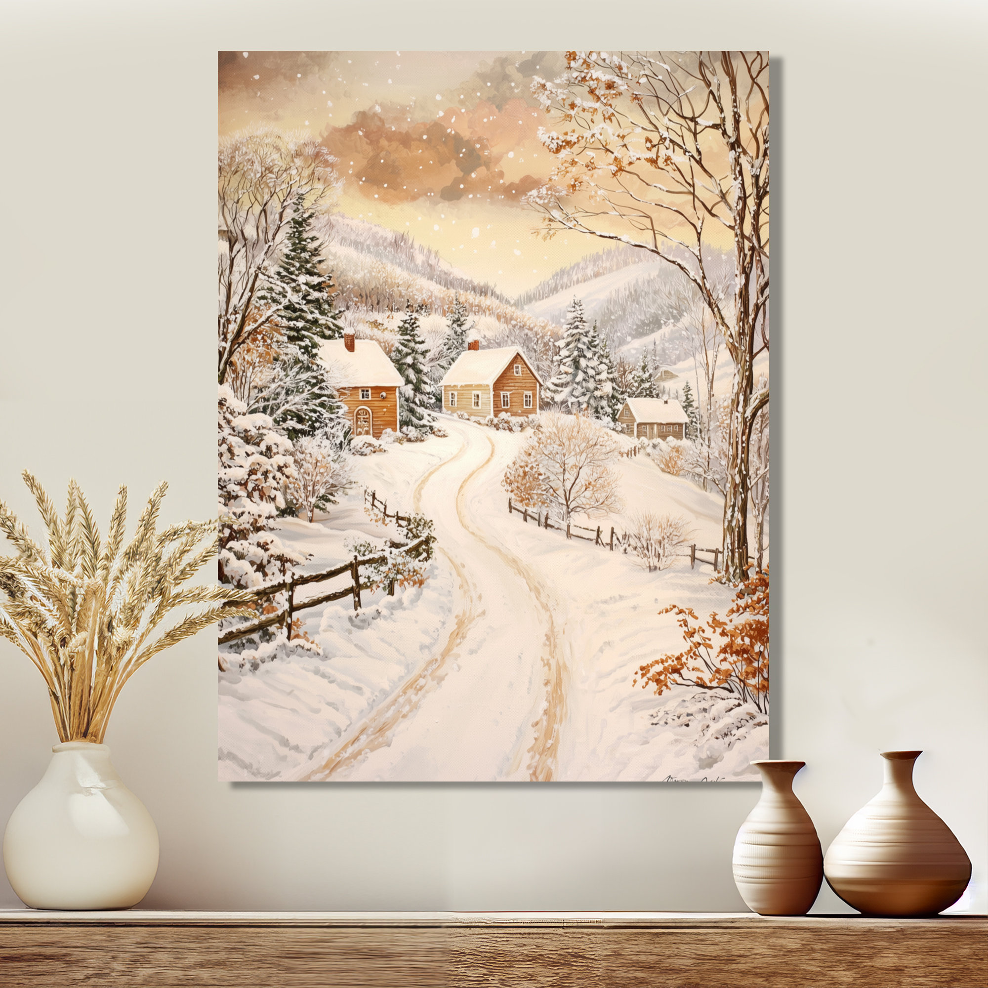 Ophelia & Co. Snowy Winter Village In Canada IV - Landscapes Metal Art ...