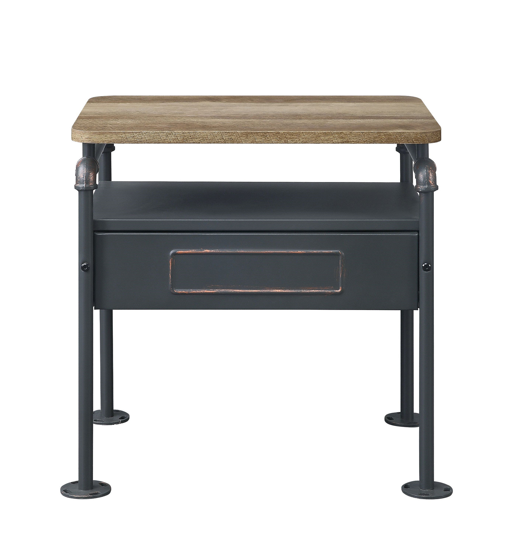 Williston Forge Nicipolis Antique Oak & Sandy Gray Finish Nightstand ...