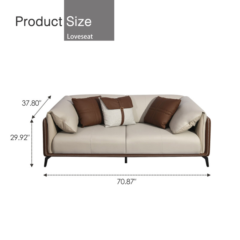 Wrought Studio™ Beniamino Nordic Luxury Simple Three Seat Faux Leather ...
