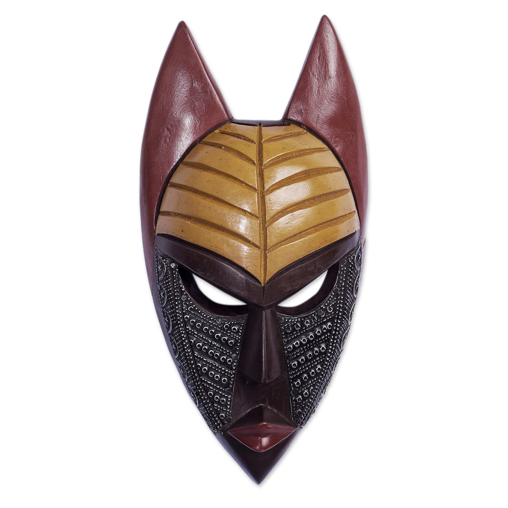 Novica Handmade Ancestral Bat African Wood And Aluminum Mask | Perigold