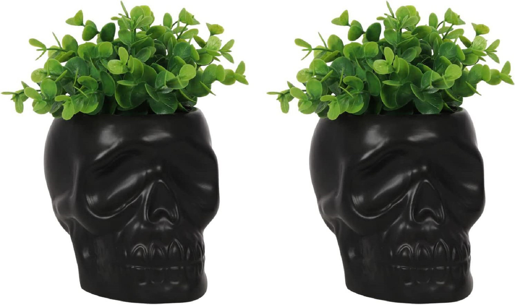 The Holiday Aisle® Pack Of 2 Matte Black Ceramic Day Of The Dead ...