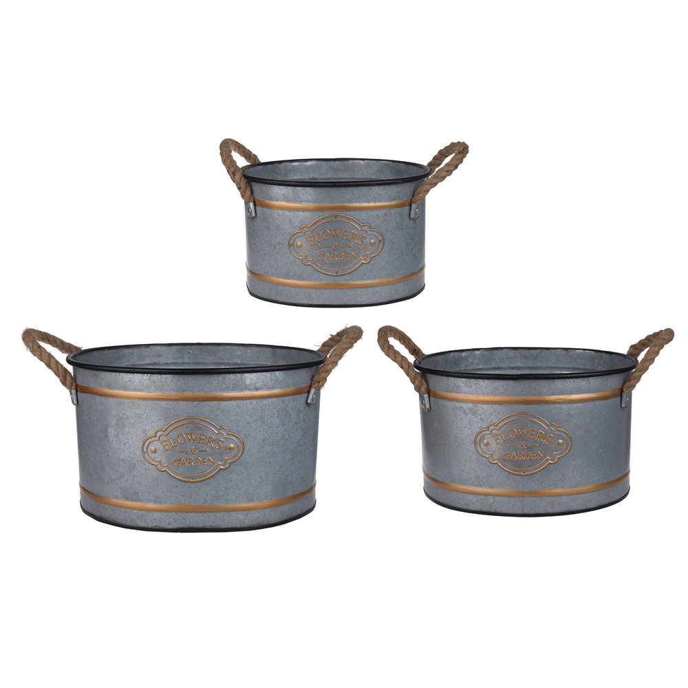Williston Forge Set Of 3 Metal Decorative Pots | Wayfair