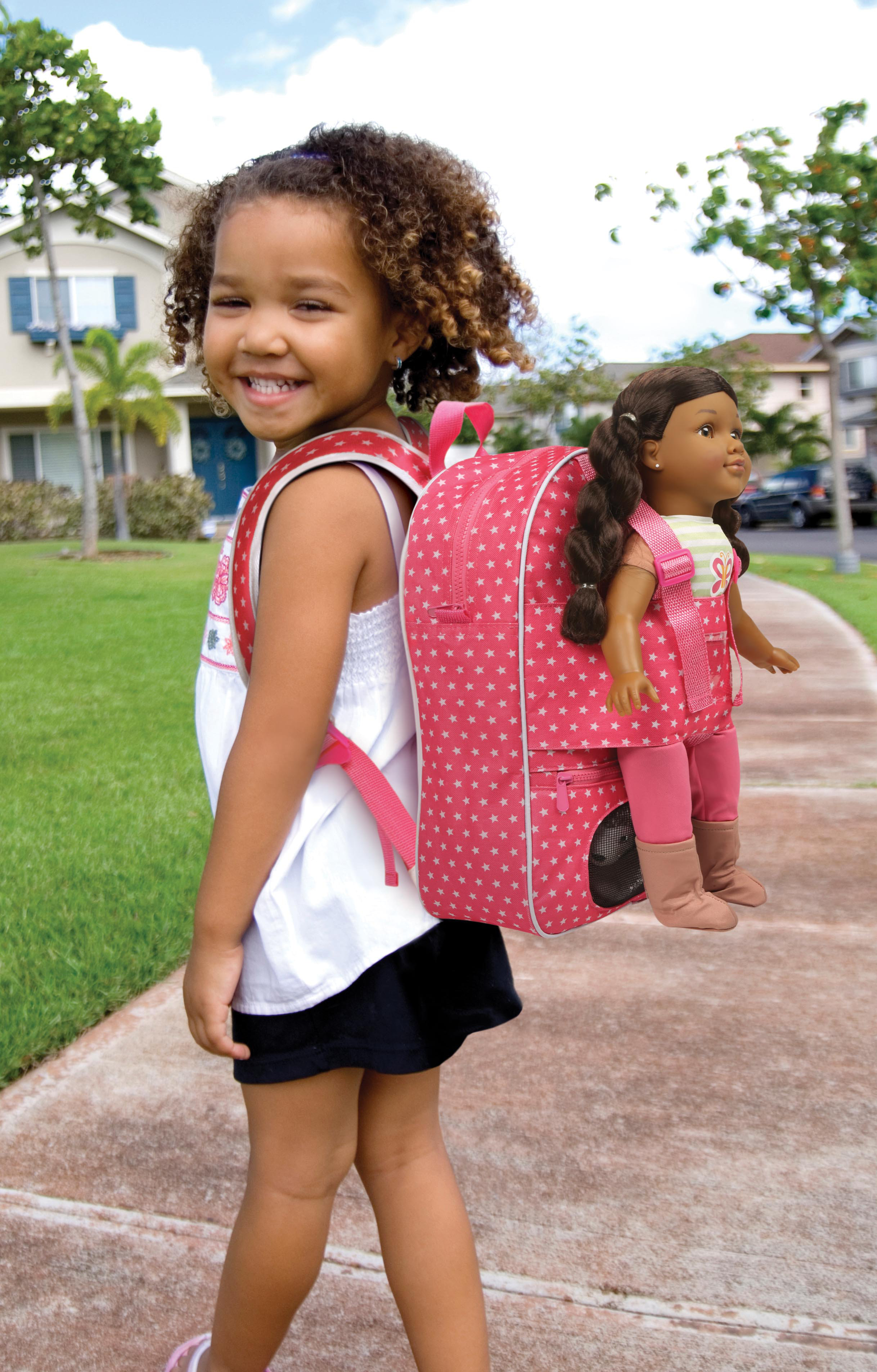 Badger Basket Doll Travel Backpack With Plush Friend Compartment - Pink ...