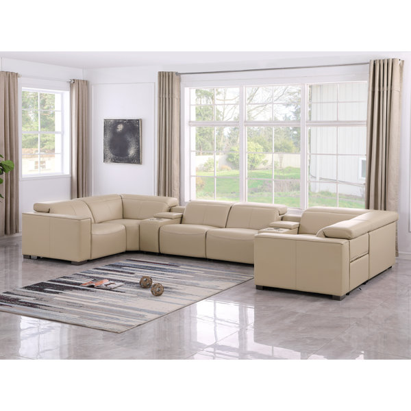 Wade Logan® Hawthorne Luxurious 8-Piece 4-Power Reclining Genuine ...