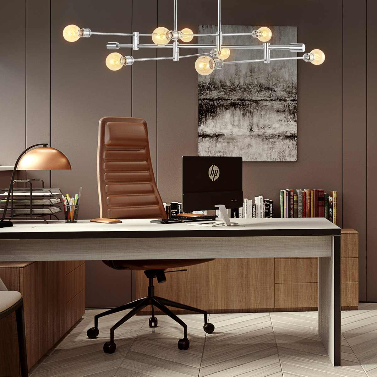 Corrigan Studio® Jovin Ikon 63" 8-Light Mid-Century Modern Arm ...