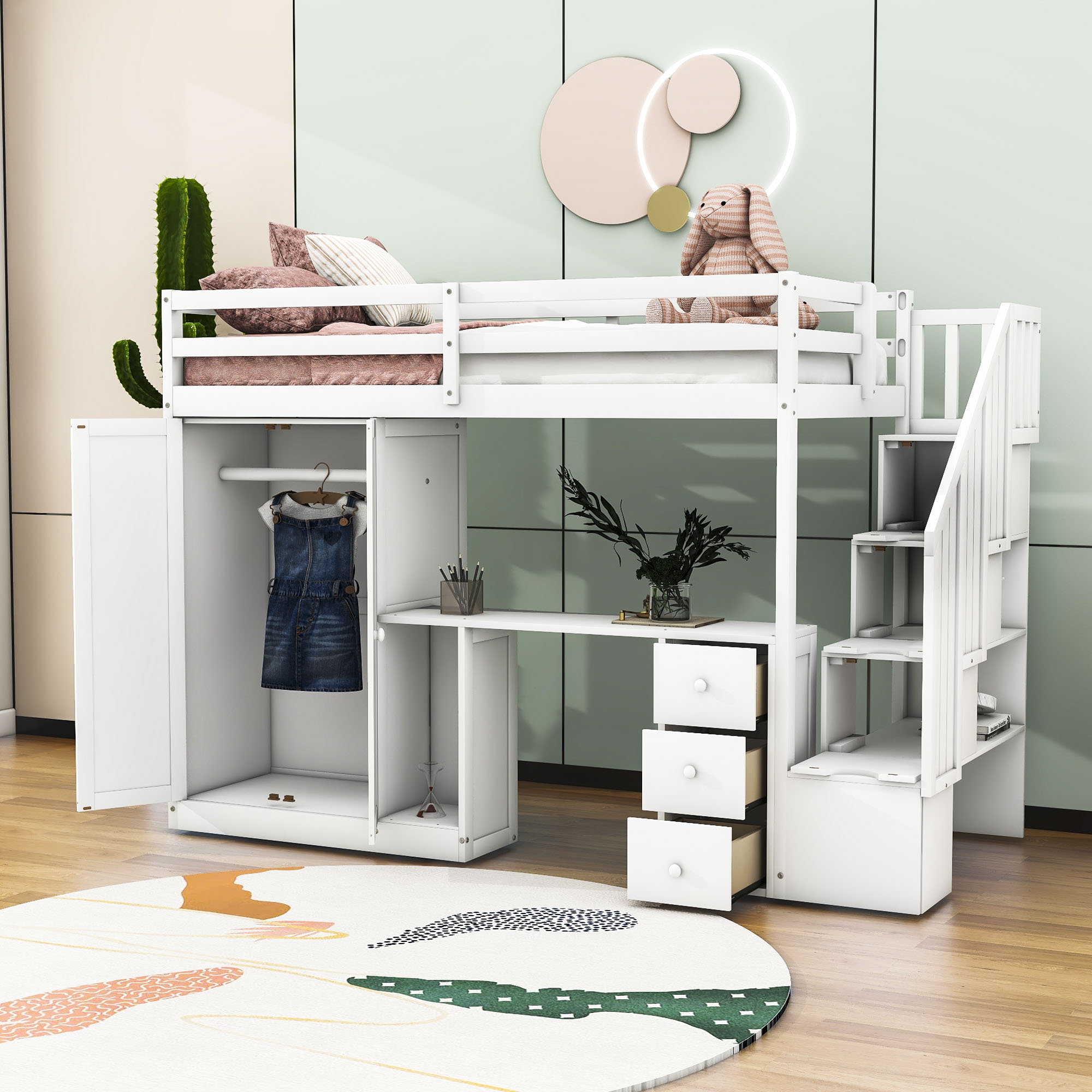 Harriet Bee Failey Twin 3 Drawer Loft Bed with Built-in-Desk by Harriet ...