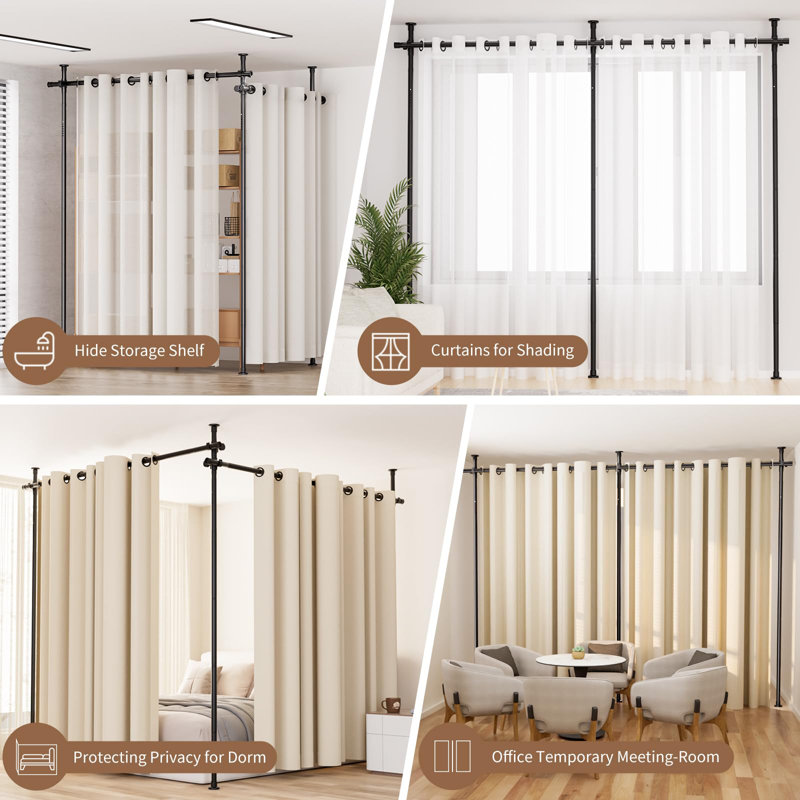 Symple Stuff Room Divider, Height And Width Adjustable No Drilling ...