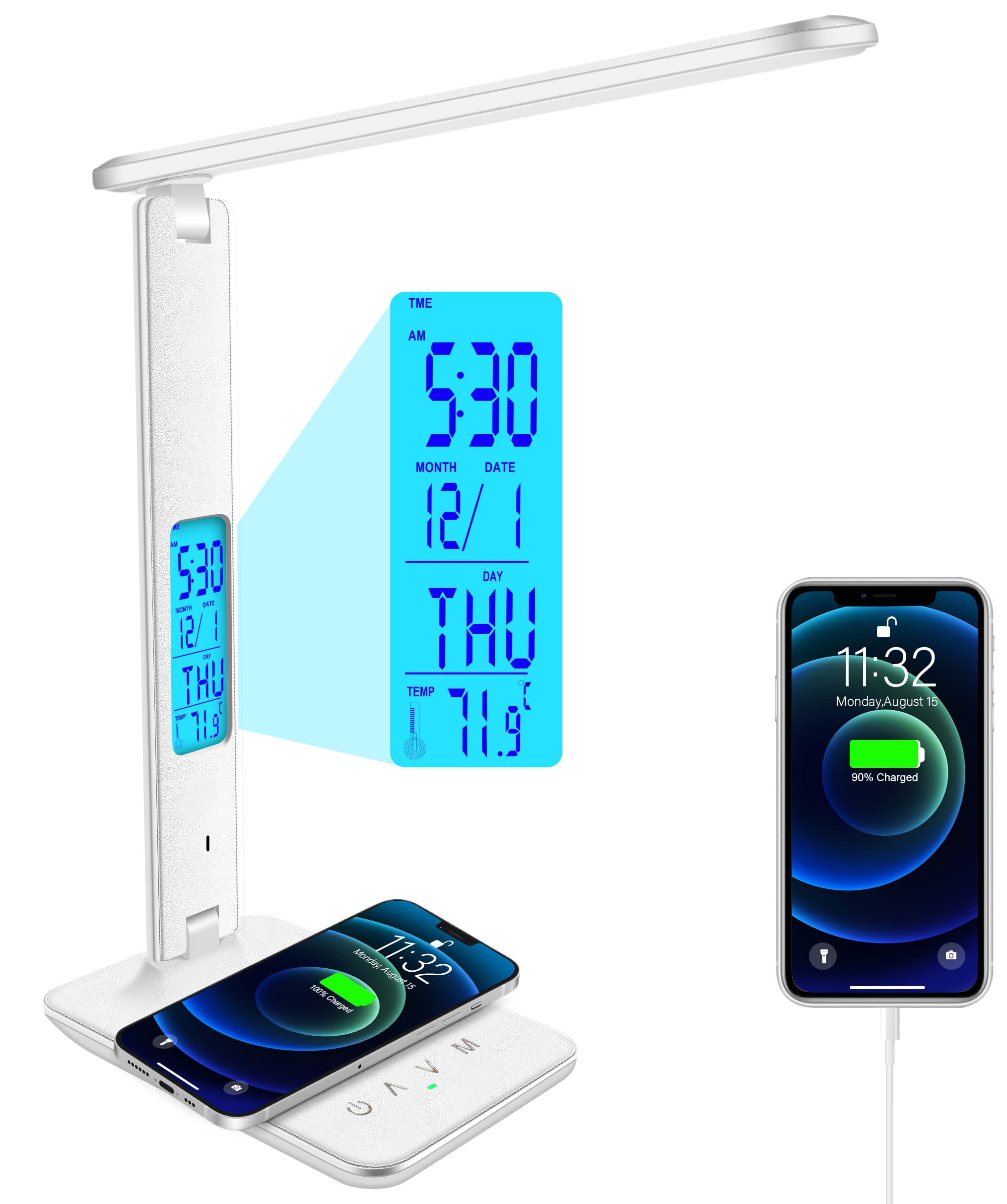 Wrought Studio™ Desk Lamp with Wireless Charger USB Port Dimmable Light ...