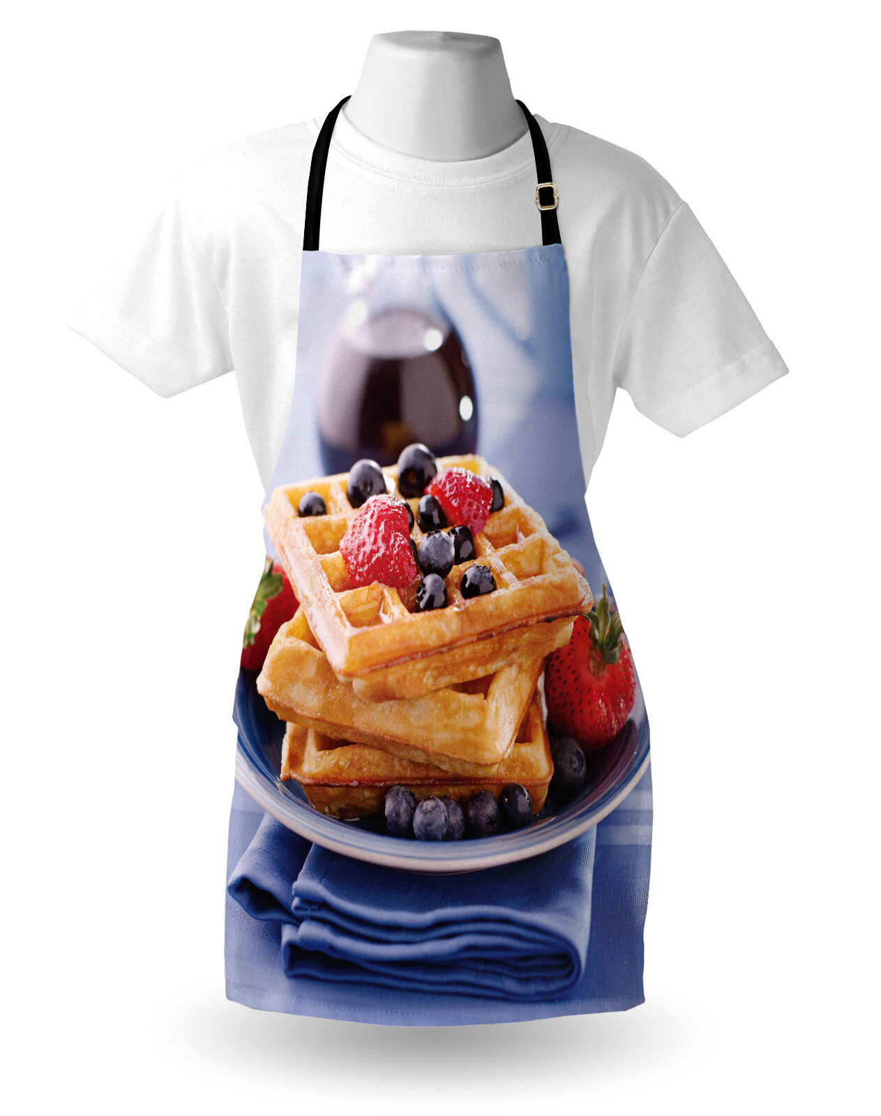 One Allium Way® Breakfast Theme Apron Unisex Blueberry Waffles Adult ...