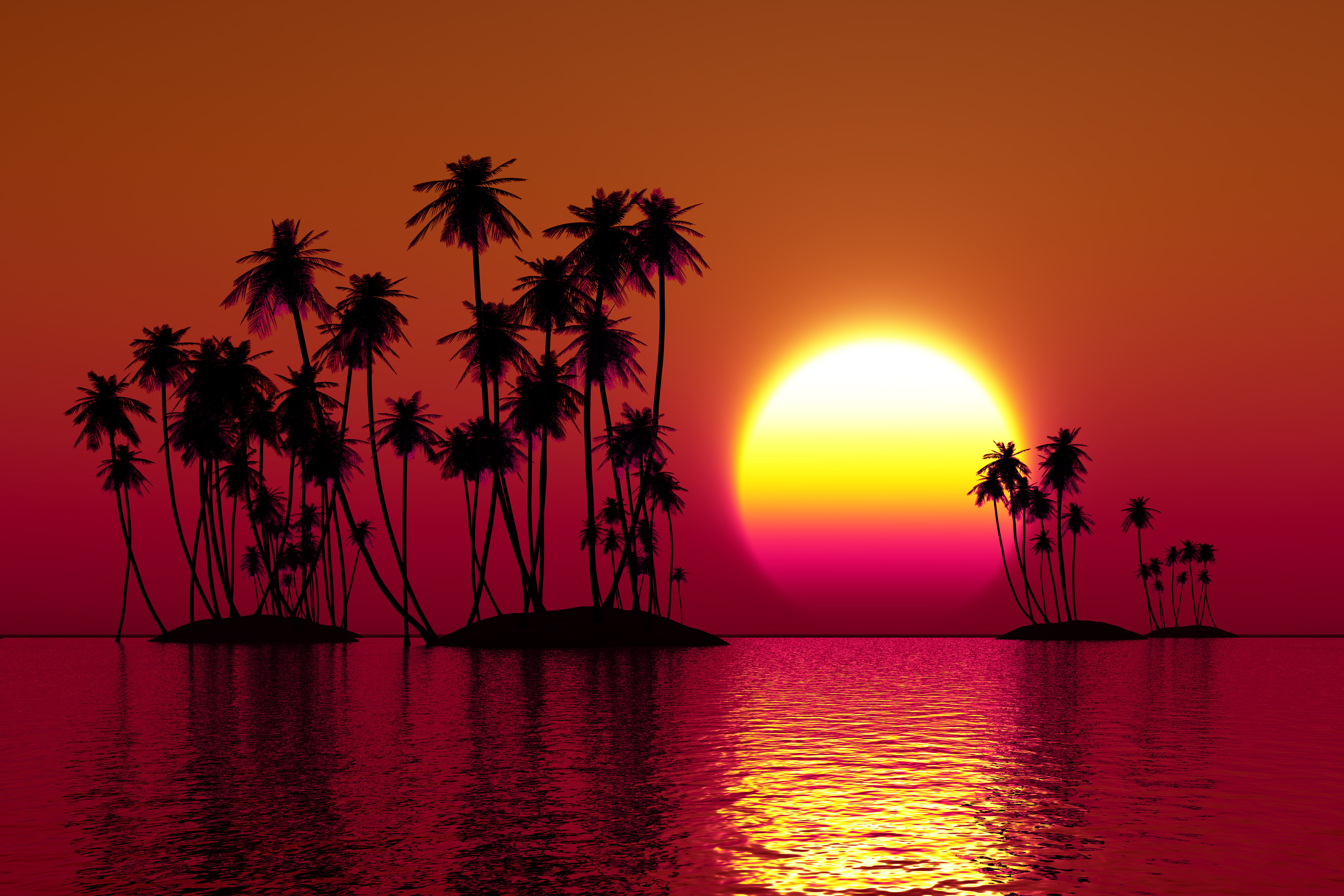 Highland Dunes Coconut Islands at Sunset by Lekcej - Wrapped Canvas ...