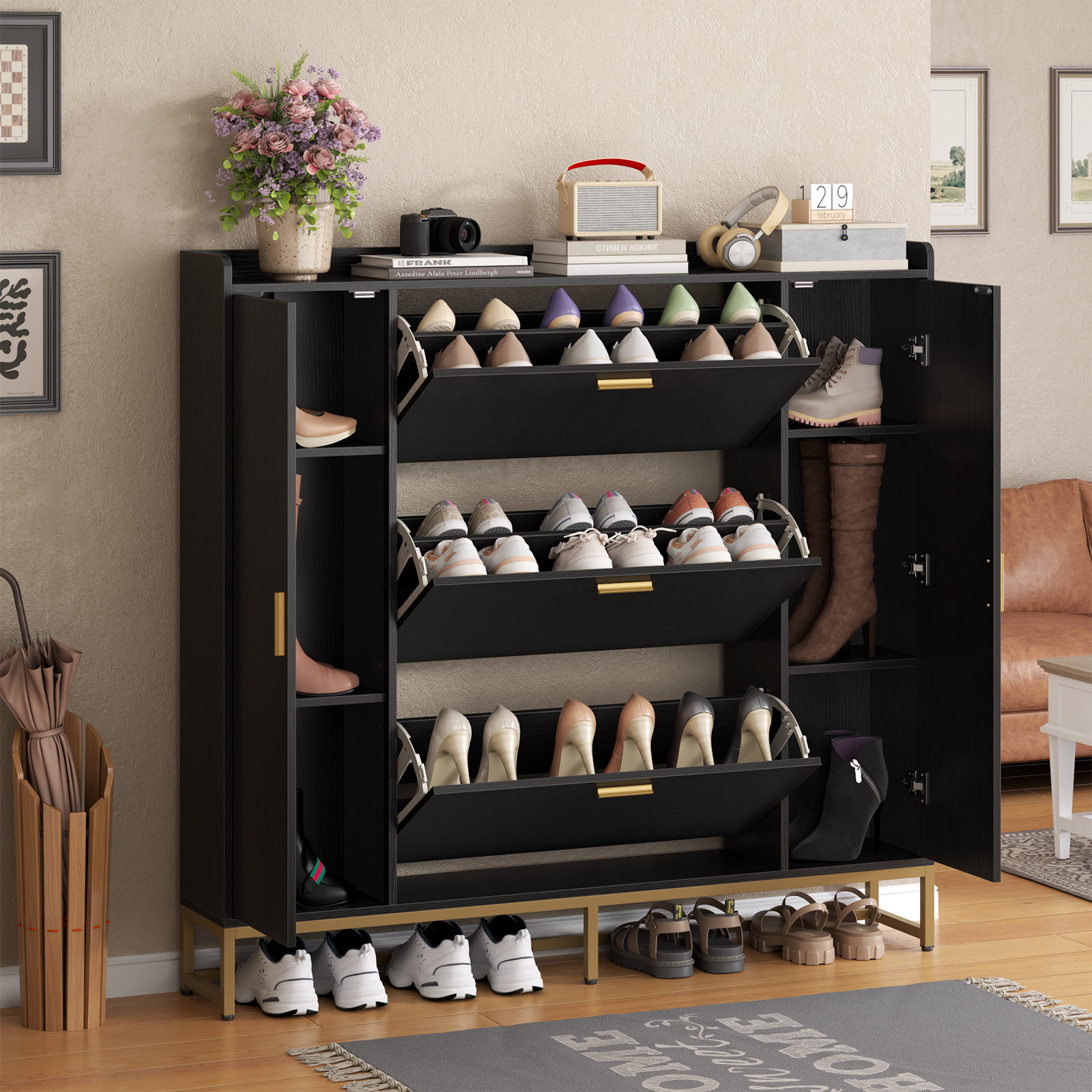 Hokku Designs Storage Rack With 2 Adjustable Storage Shelf, Shoe Rack ...