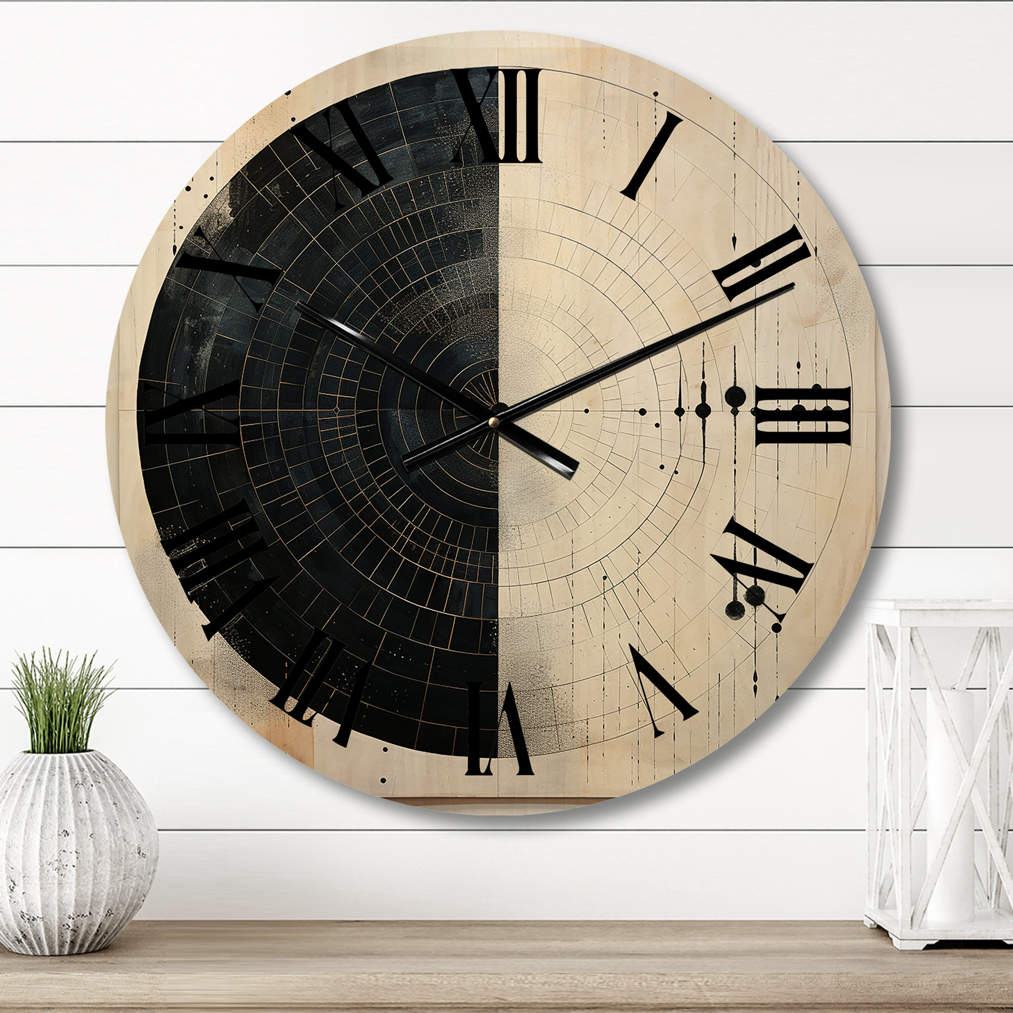 East Urban Home Grey White Mid Century Minimalist Oasis - Abstract ...