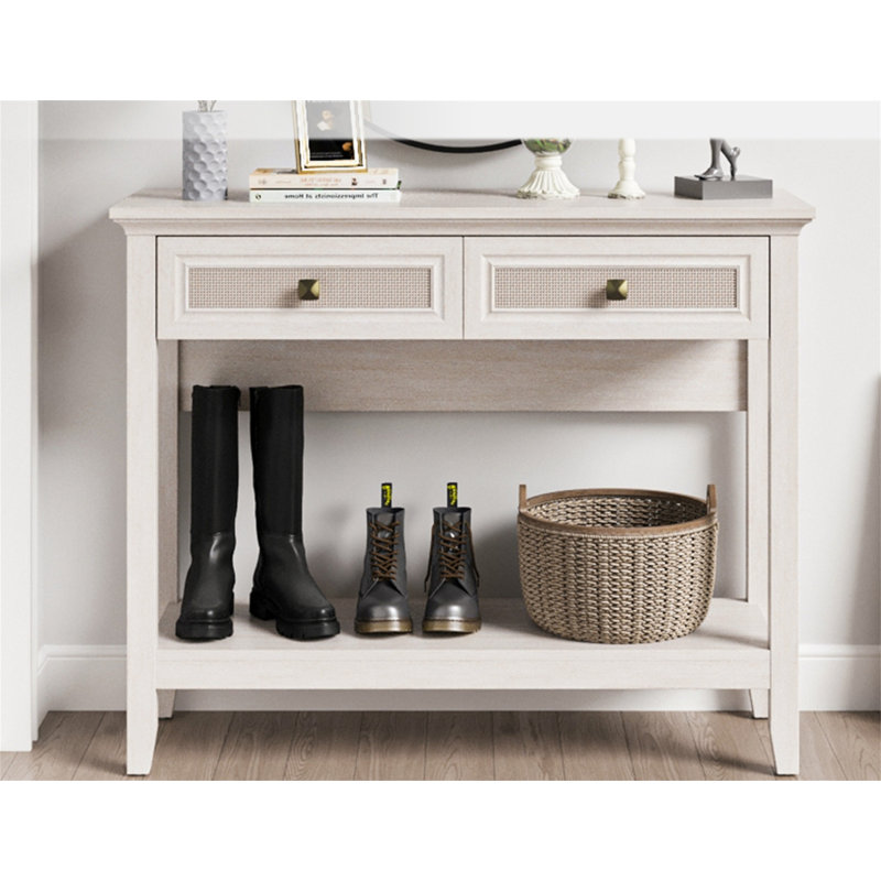 Winston Porter Console Table With Rattan Drawers | Wayfair