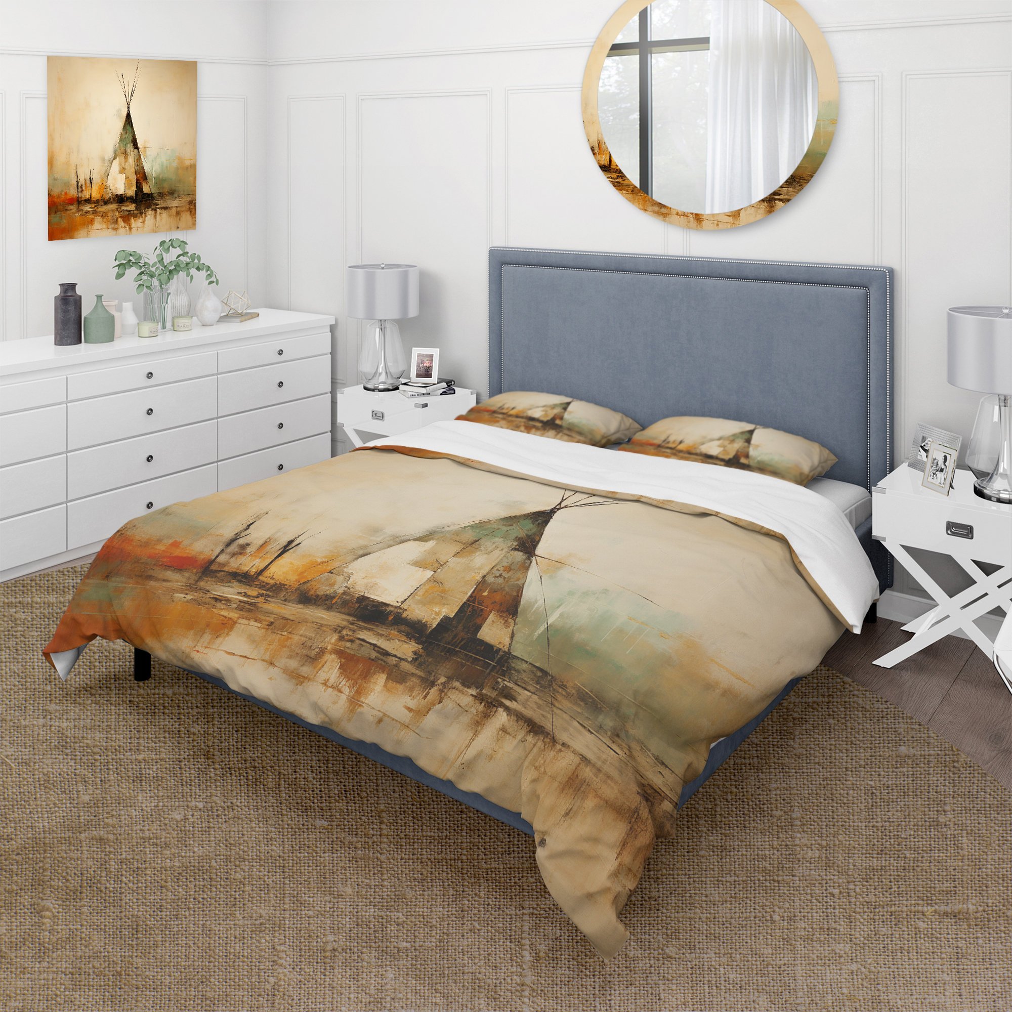 Design Art Yellow Native Tipi Rhythms Collage I - Native American Art ...