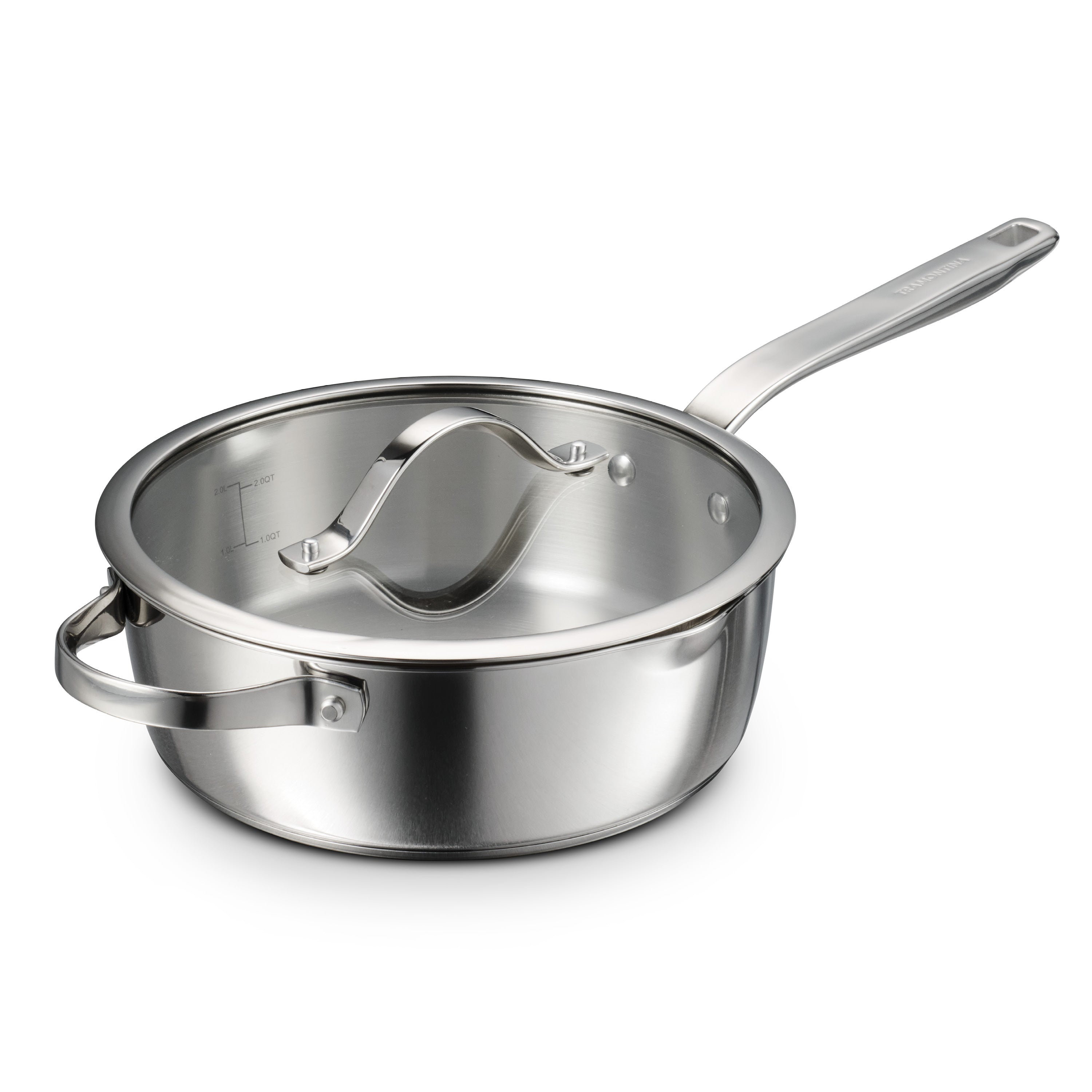 Tramontina Tempo Tri-Ply Base Stainless Steel 3.5-Quart Saute Pan with ...