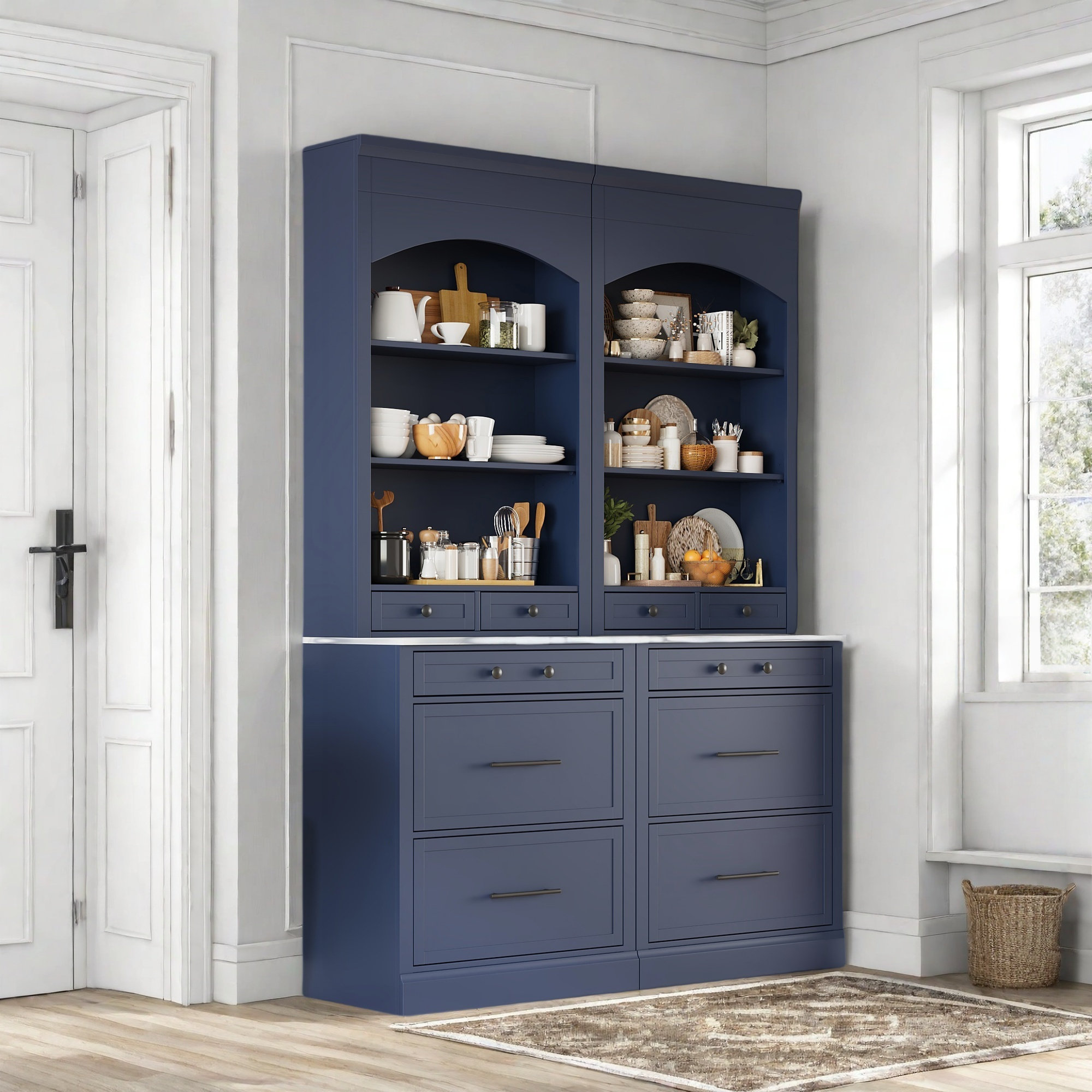 Red Barrel Studio® Modern High Kitchen Pantry With Top, 5 Drawers And ...