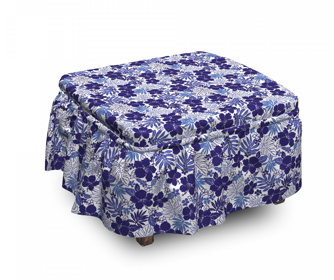 East Urban Home Monochrome Exotic Flora Ottoman Slipcover | Wayfair