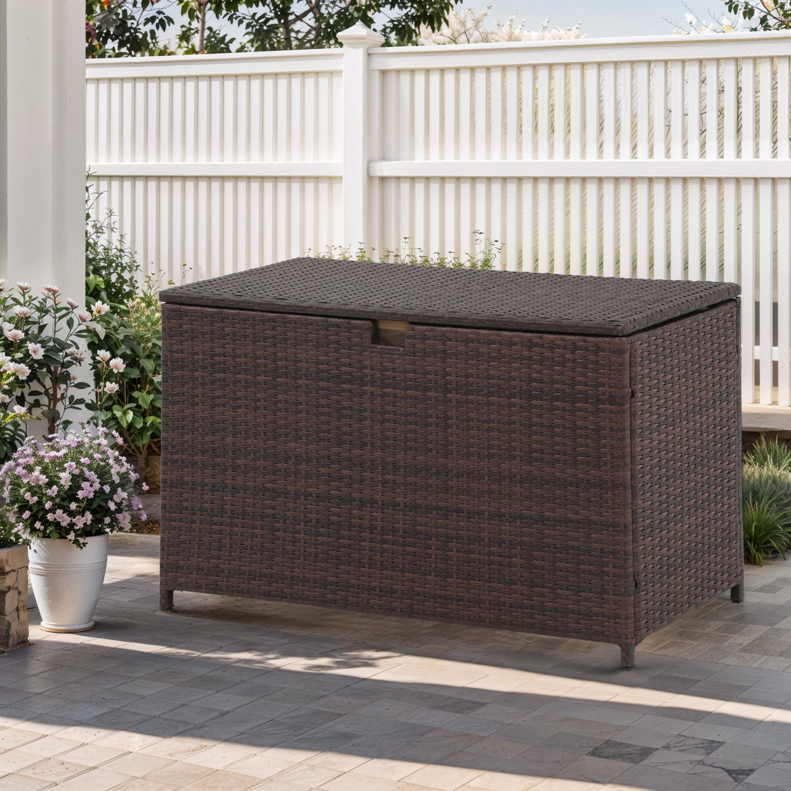 FANGFLOWER 120 Gallon Waterproof Large Deck Box Indoor Outdoor Storage ...