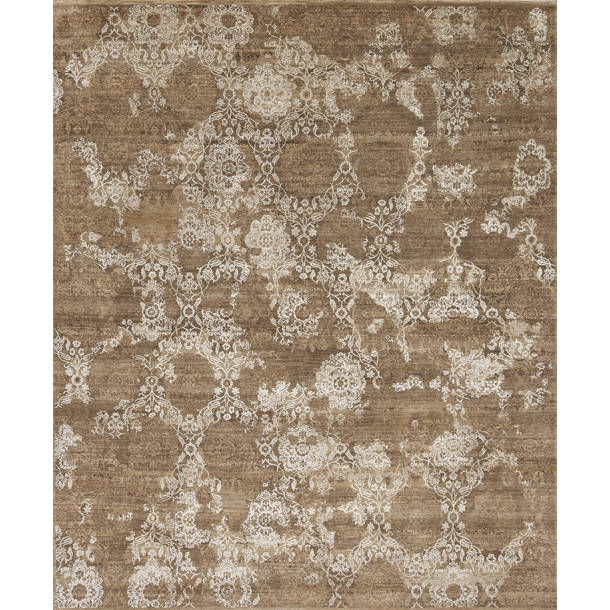 Samad Rugs Paradise Hand-Knotted Floral Area Rug in Copper/Gray | Perigold