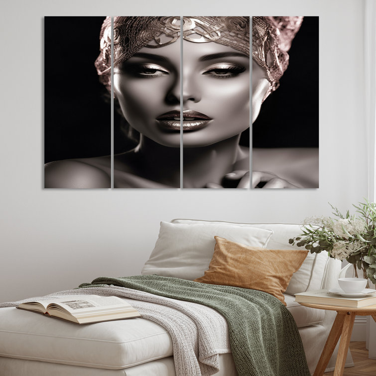 Mercer41 Portrait Of Pink Vintage Glamour Model On Canvas 4 Pieces ...