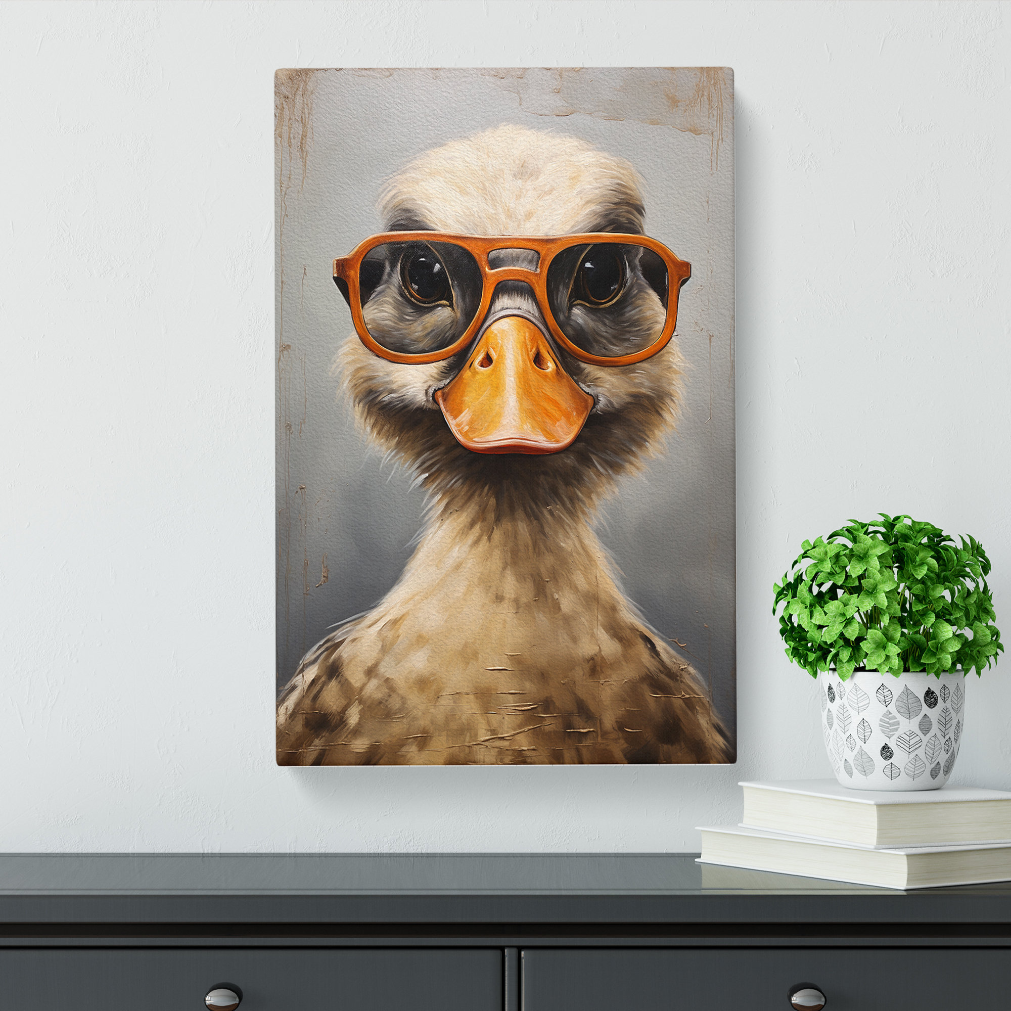 Happy Larry Duck with Glasses Painting | Wayfair.co.uk
