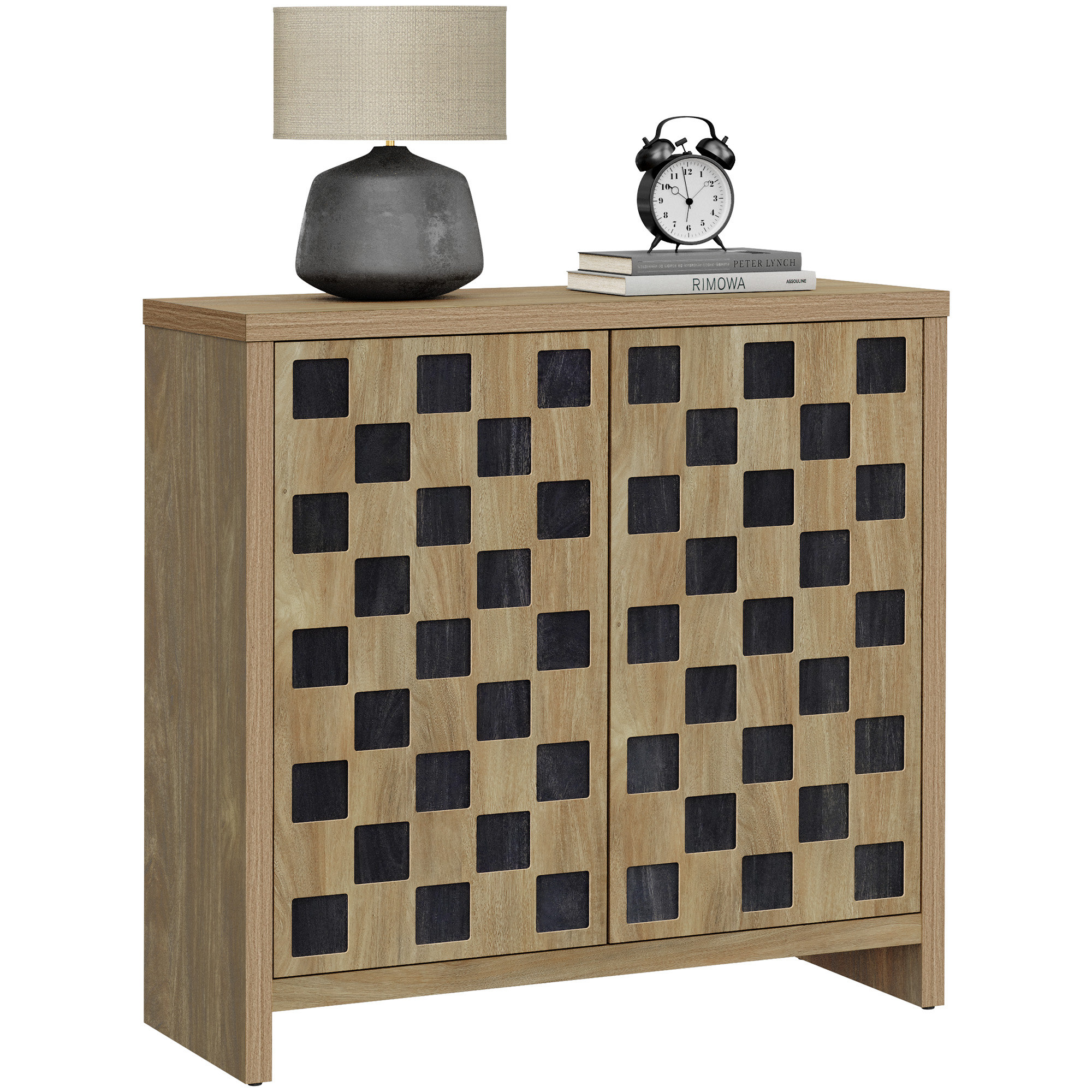 Ebern Designs Sideboard Buffet Storage Cabinet, Wood Accent Cabinet With Push-To-Open Doors ...