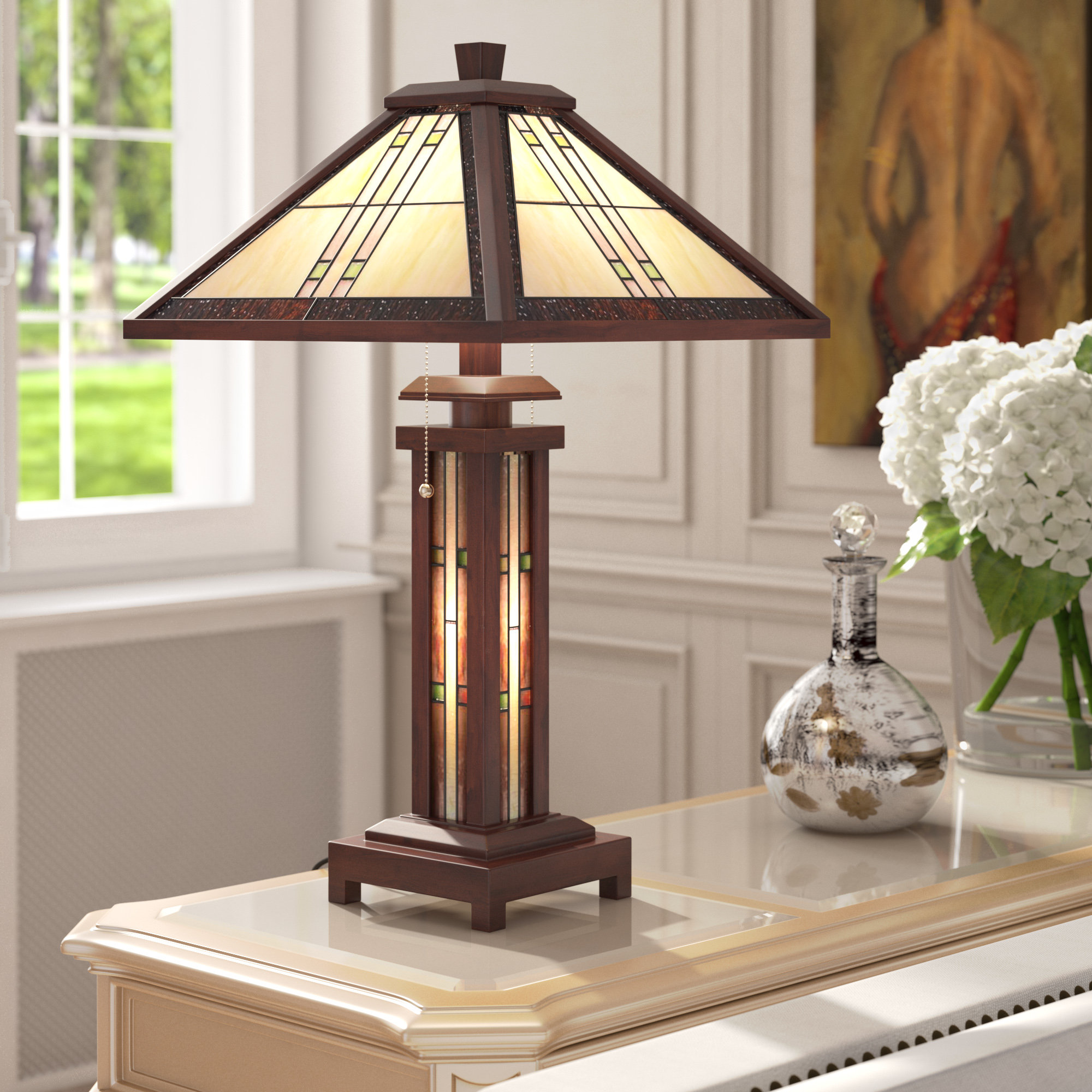 Astoria Grand Charlotte 25.6" Dark Walnut Table Lamp & Reviews | Wayfair