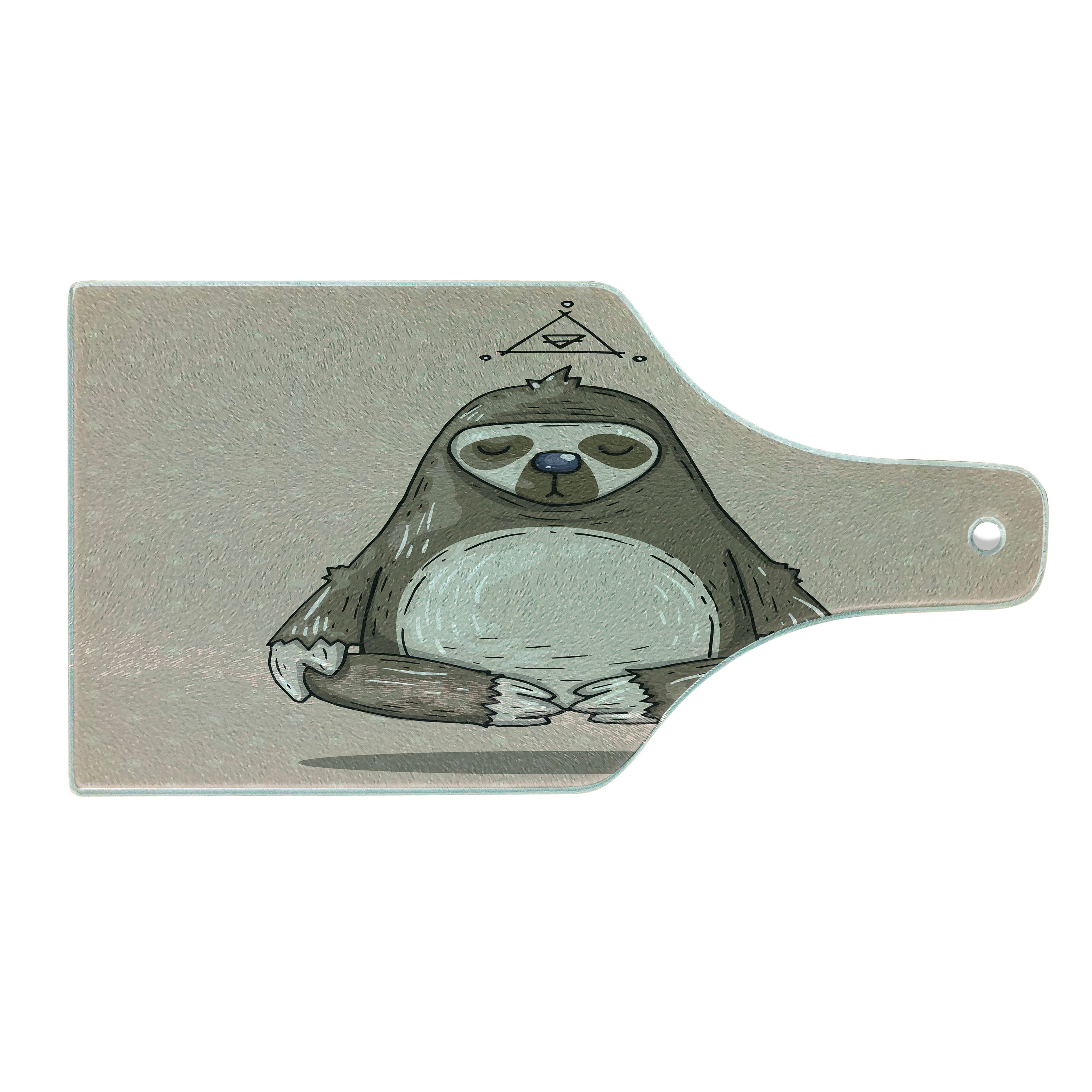 Ambesonne Sloth Tempered Glass Cutting Board Cartoon Sloth Meditates ...