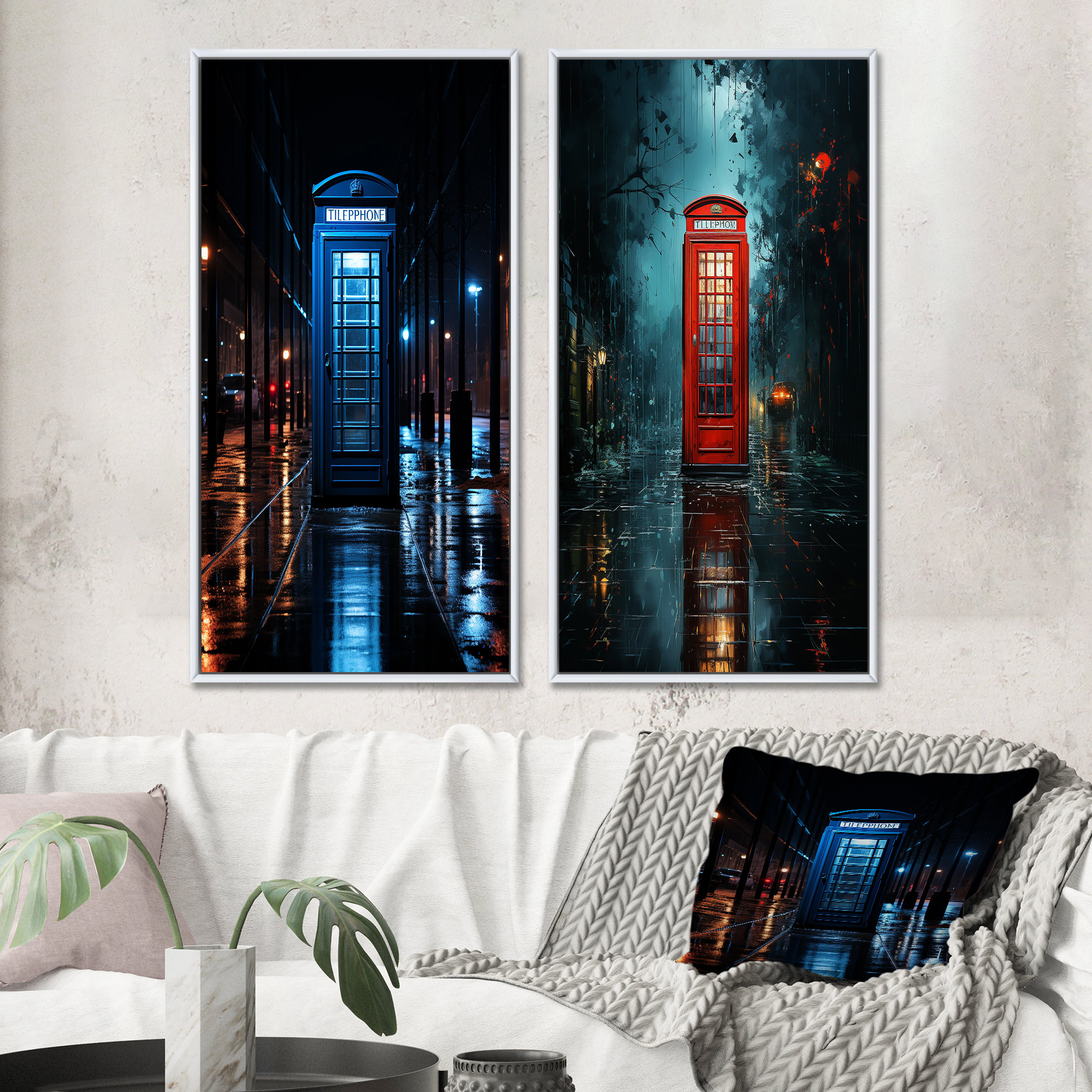 Latitude Run® " Blue Telephone Booth Metropolitan Solitude " 2 - Pieces ...