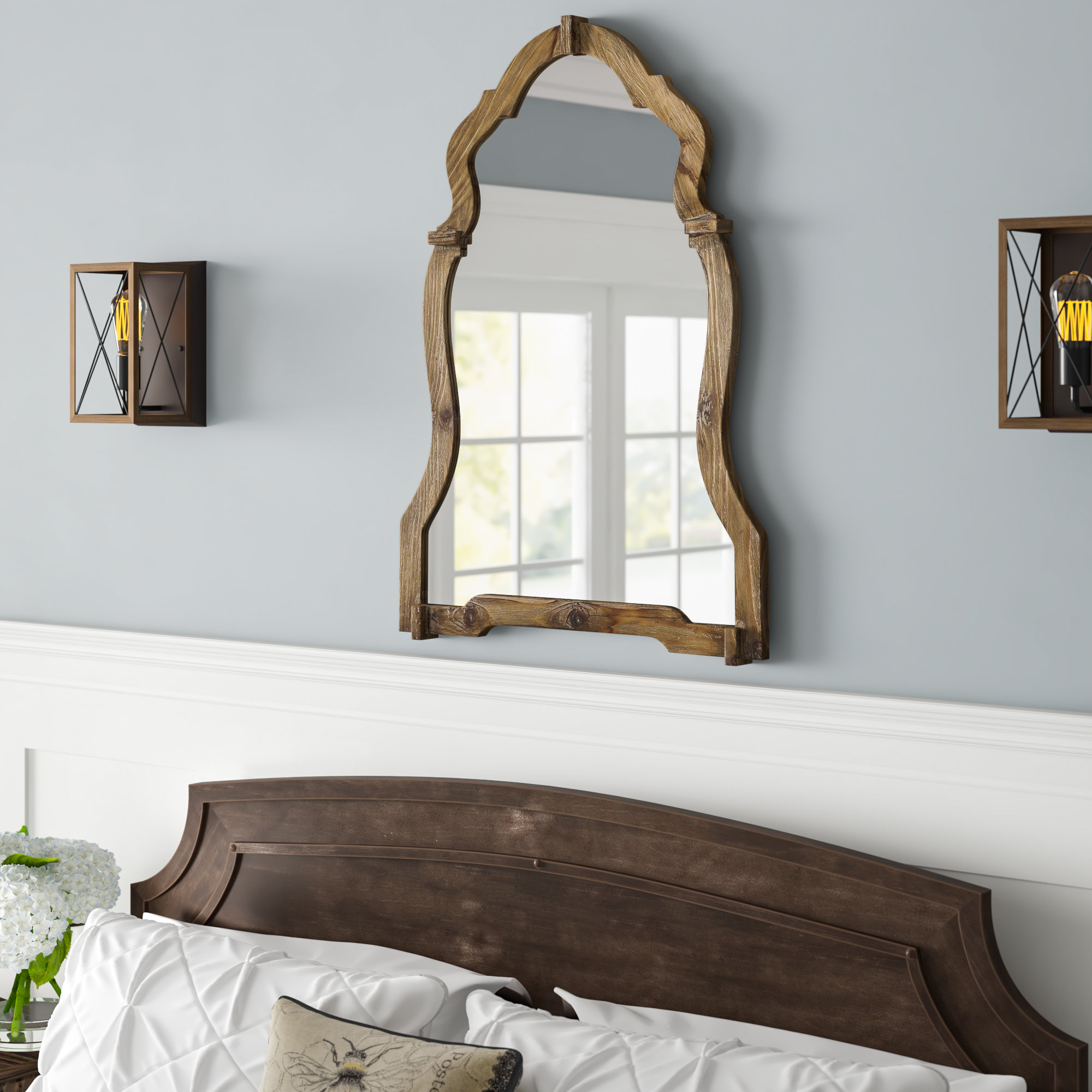 Laurel Foundry Modern Farmhouse® Fiore Walnut Wood Wall Mirror ...