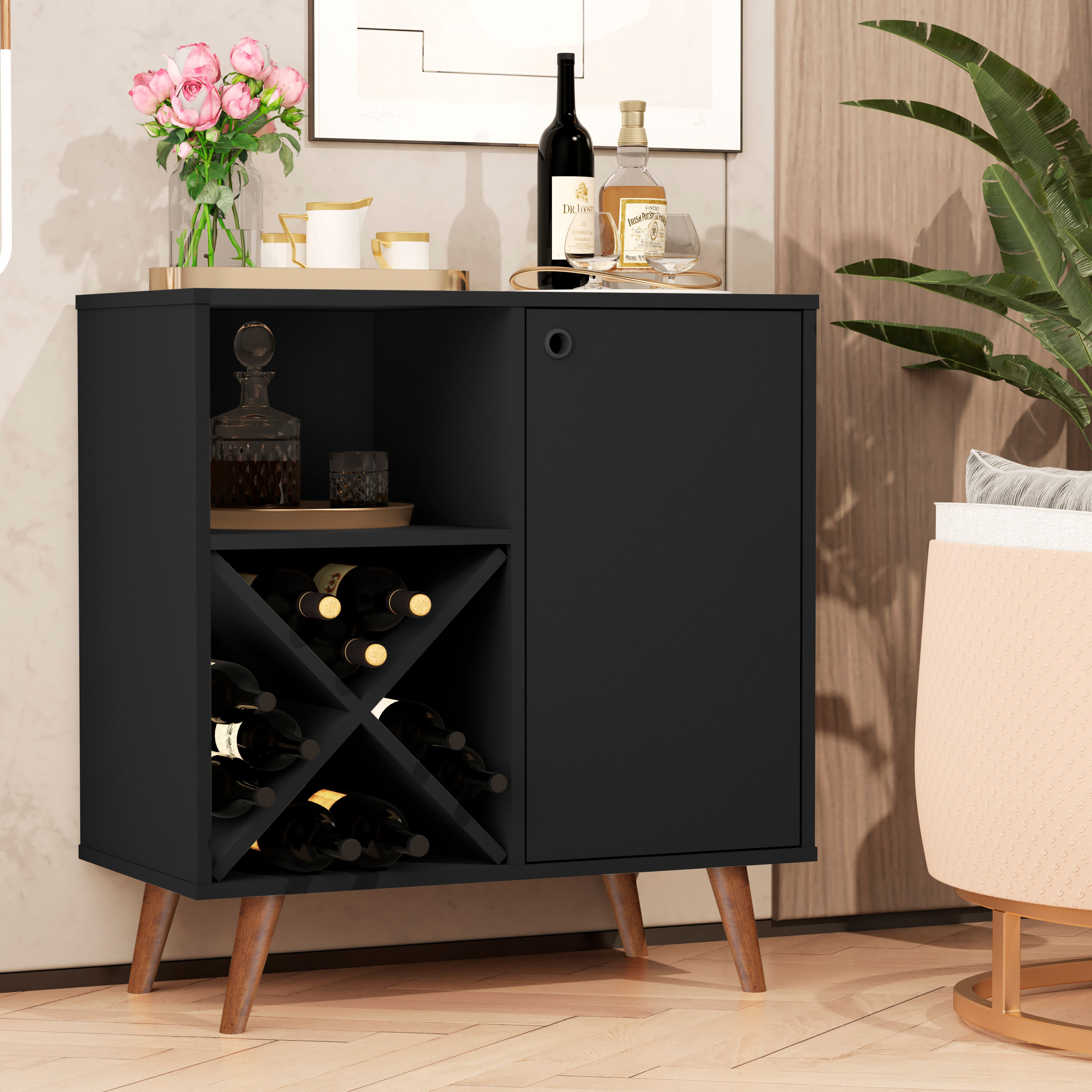 Boahaus LLC Boahaus Reading Accent Bar Cabinet with Wine Rack and ...