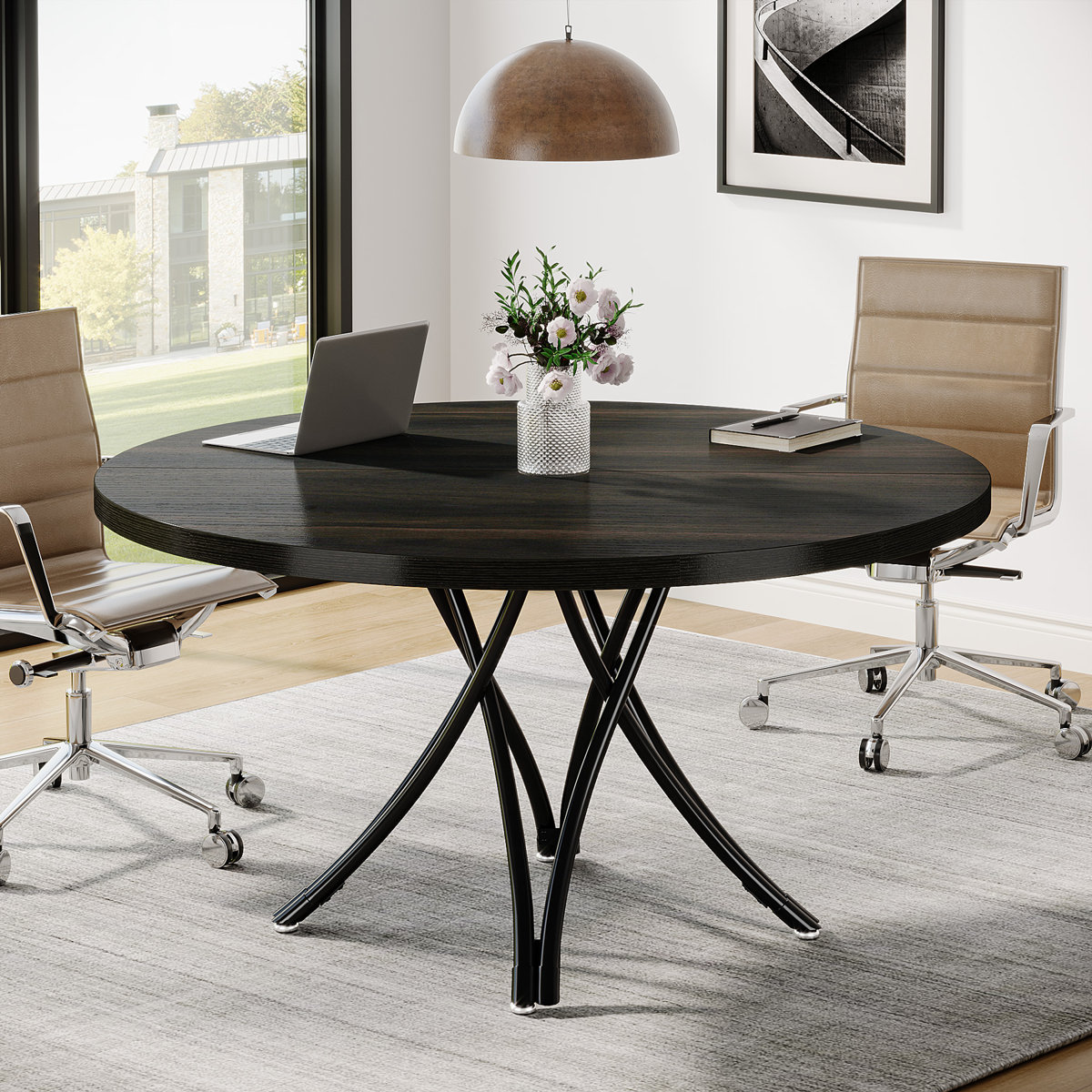 17 Stories 47" Round Conference Table For 4 | Wayfair