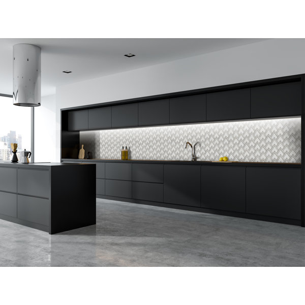 Mango Tile Aurora 11" x 11" Marble/Metal Herringbone Mosaic Wall ...