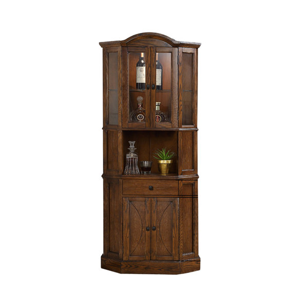 Rite Treasure 21.65" Walnut color Corner Solid Wood Accent Cabinet ...