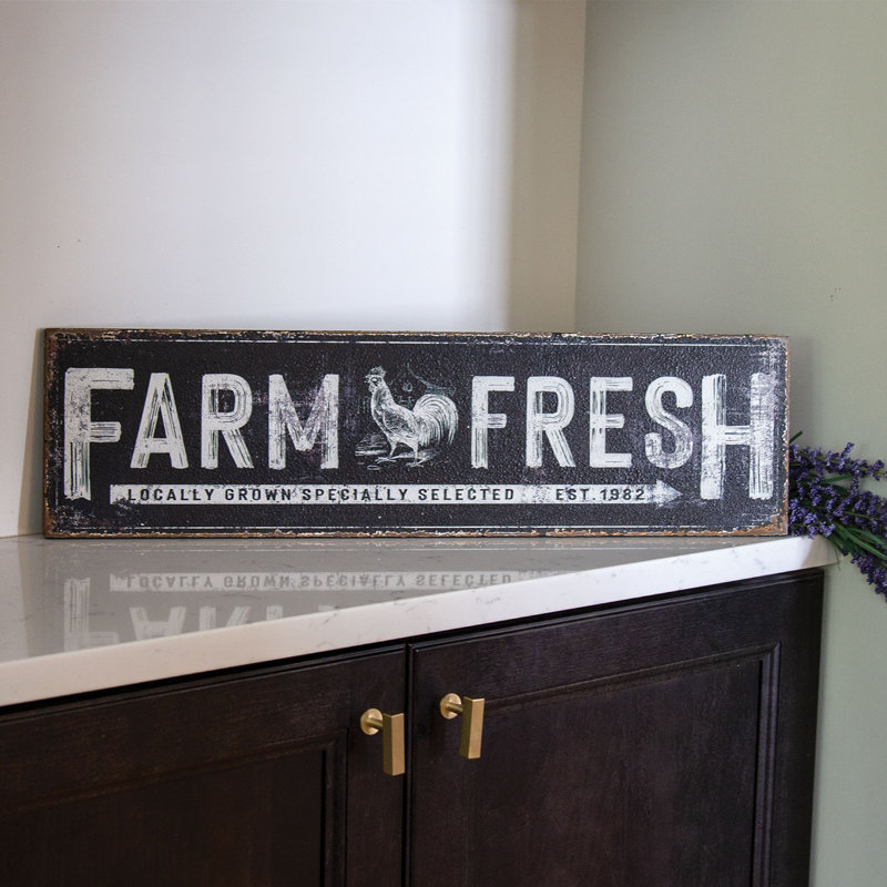 August Grove® Farm Fresh Black Distressed Metal Sign | Wayfair