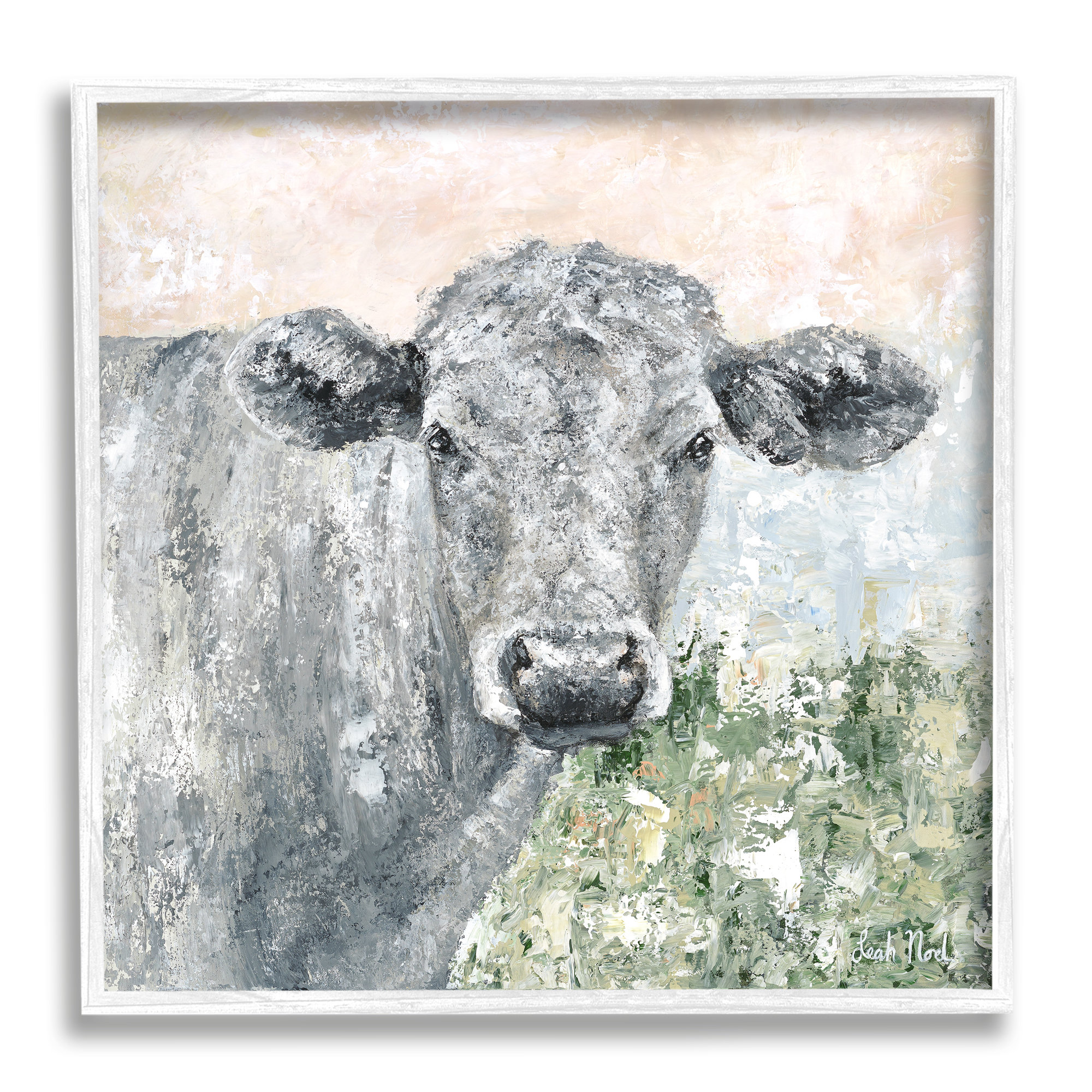 Stupell Industries Subtle Dappled Cow Portrait by Leah Noel Art Print ...