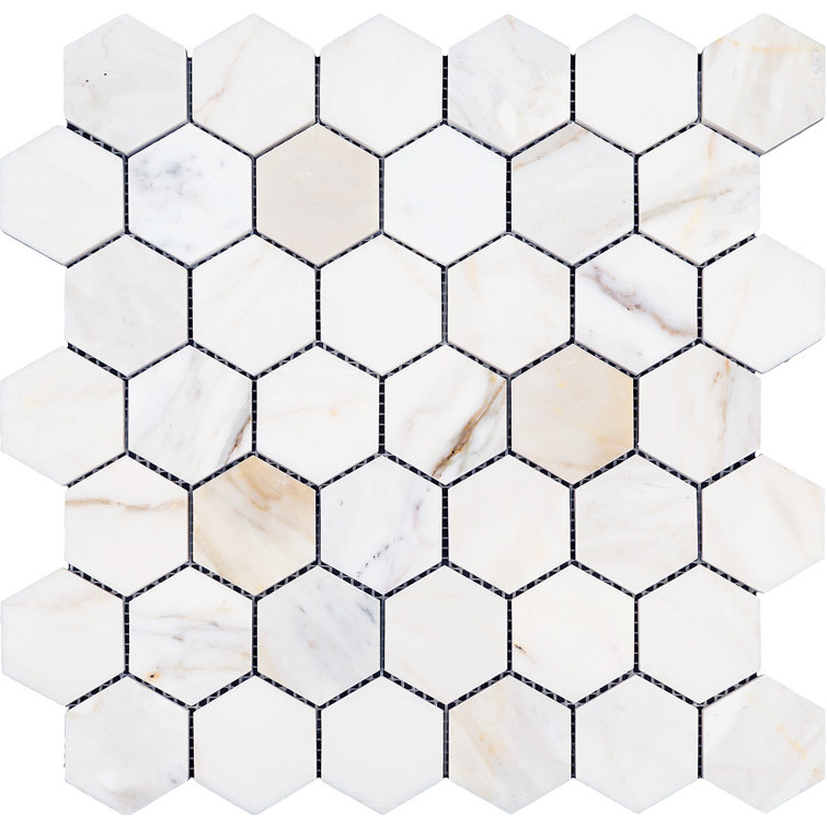 Belluno Designs Calacatta Gold 2" Hexagon Honed Marble Mosaic Wall ...