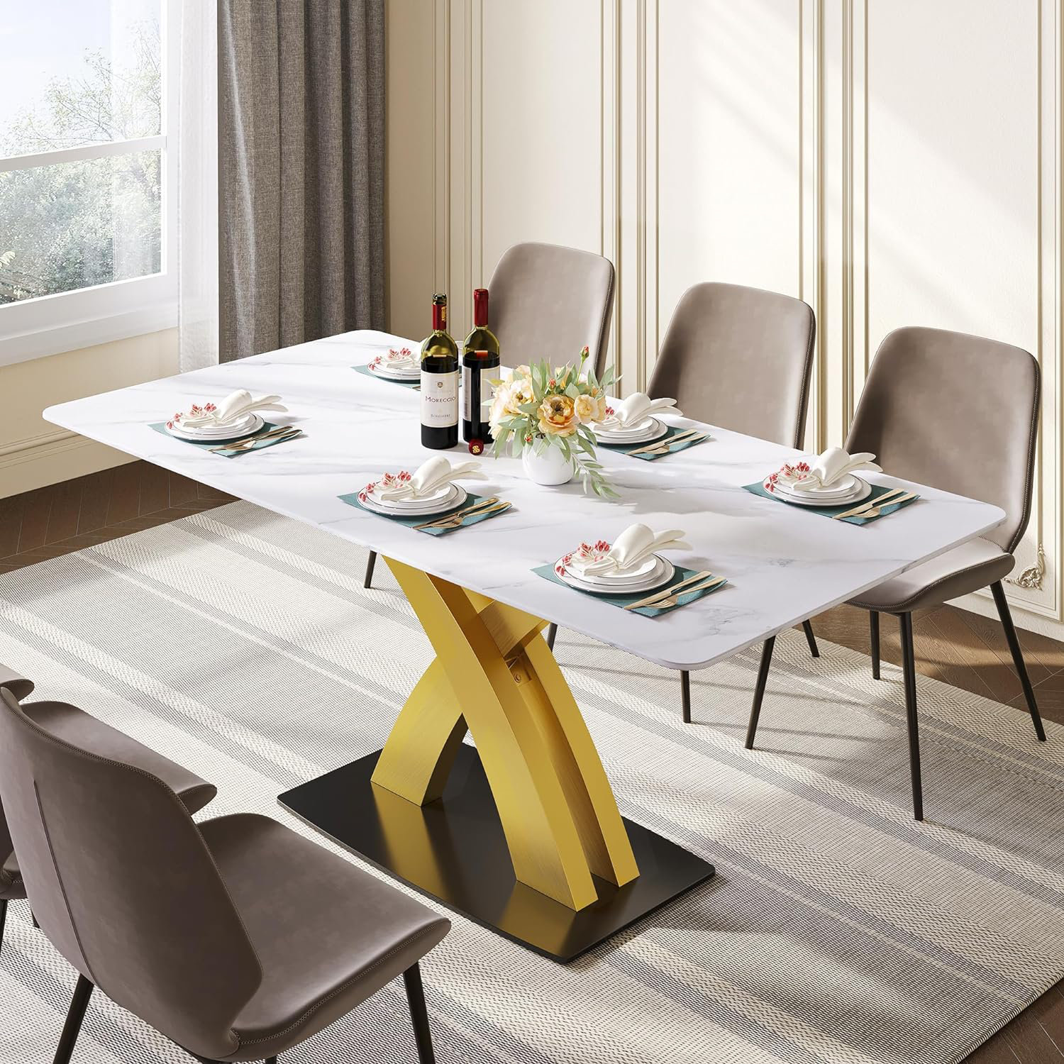 Willa Arlo Interiors Sumter 55'' Rectangular Dining Table with Sintered ...