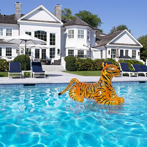 Swimline Giant 73" Long Wild Tiger Inflatable Ride On Swimming Pool Toy ...