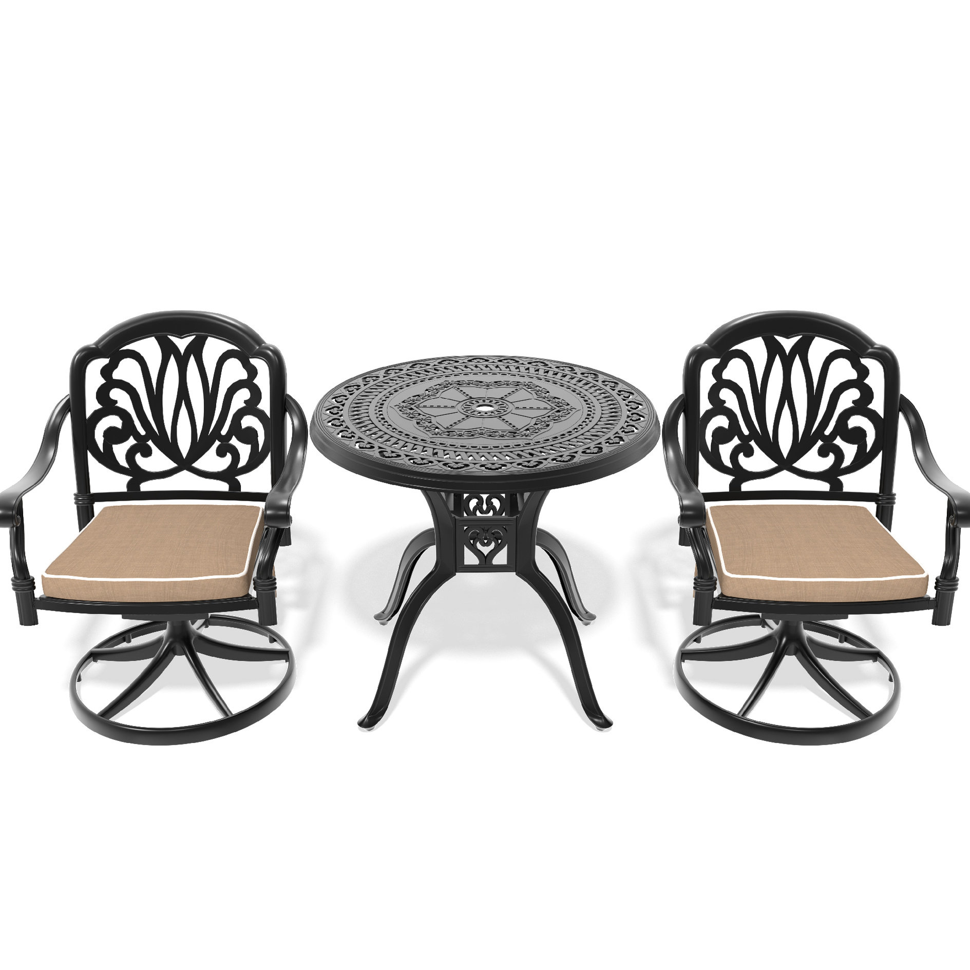 Charlton Home® All-weather Garden Table And Chair , 2 Rotatable Chairs ...